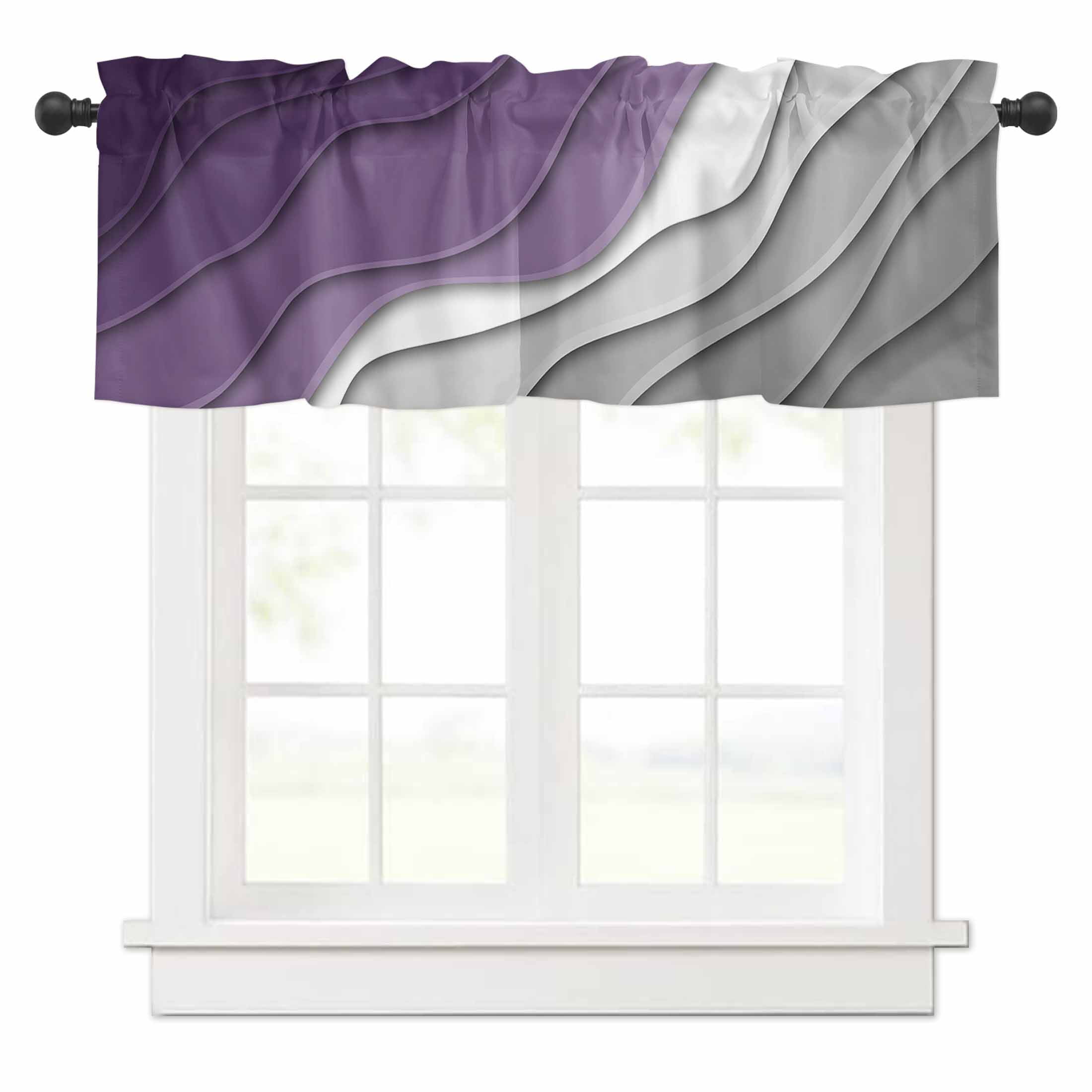 Valances for Windows Purple Grey Modern Geometric Window Valances Rod ...