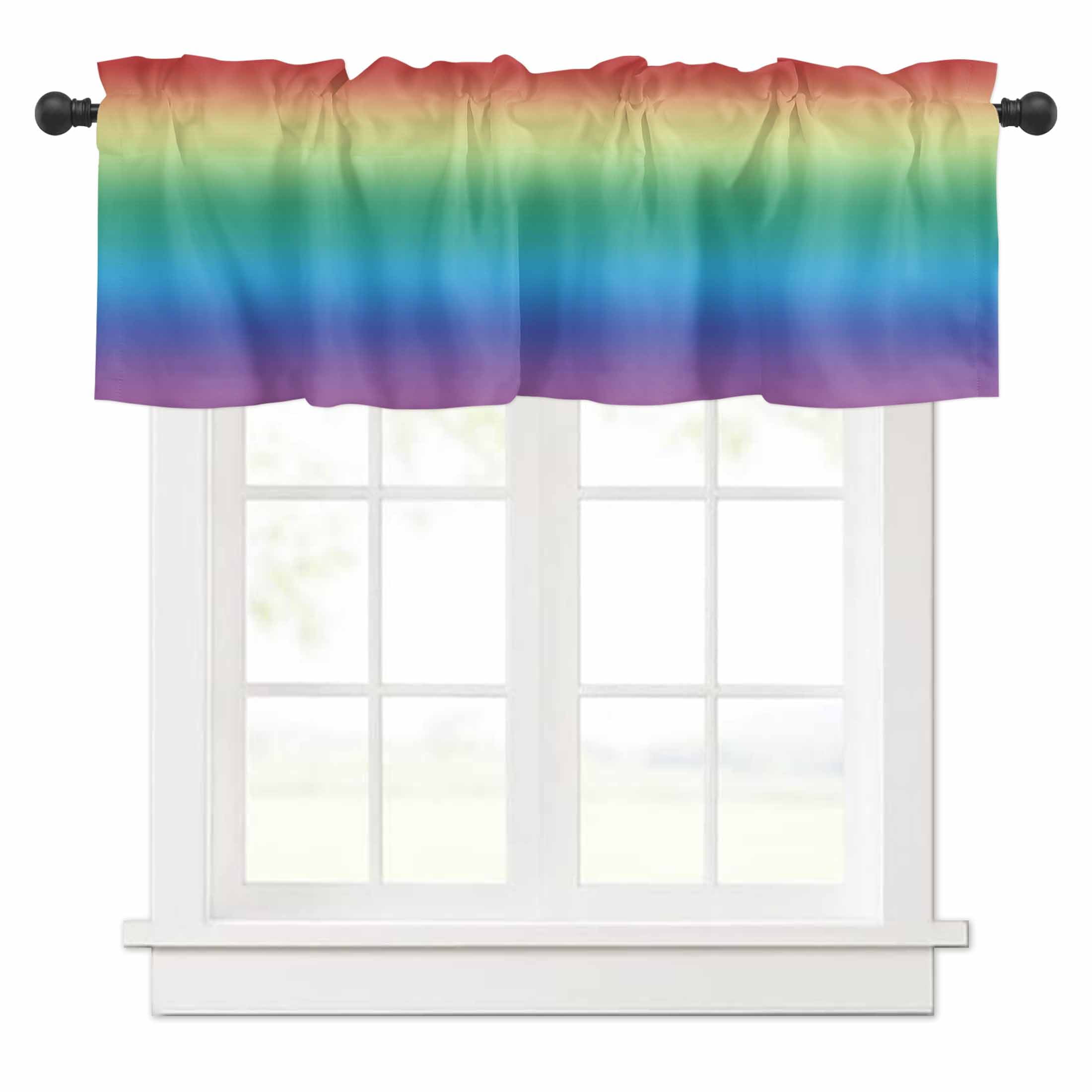 Valances for Windows Rainbow Ombre Window Valances Rod Pocket Gradual ...