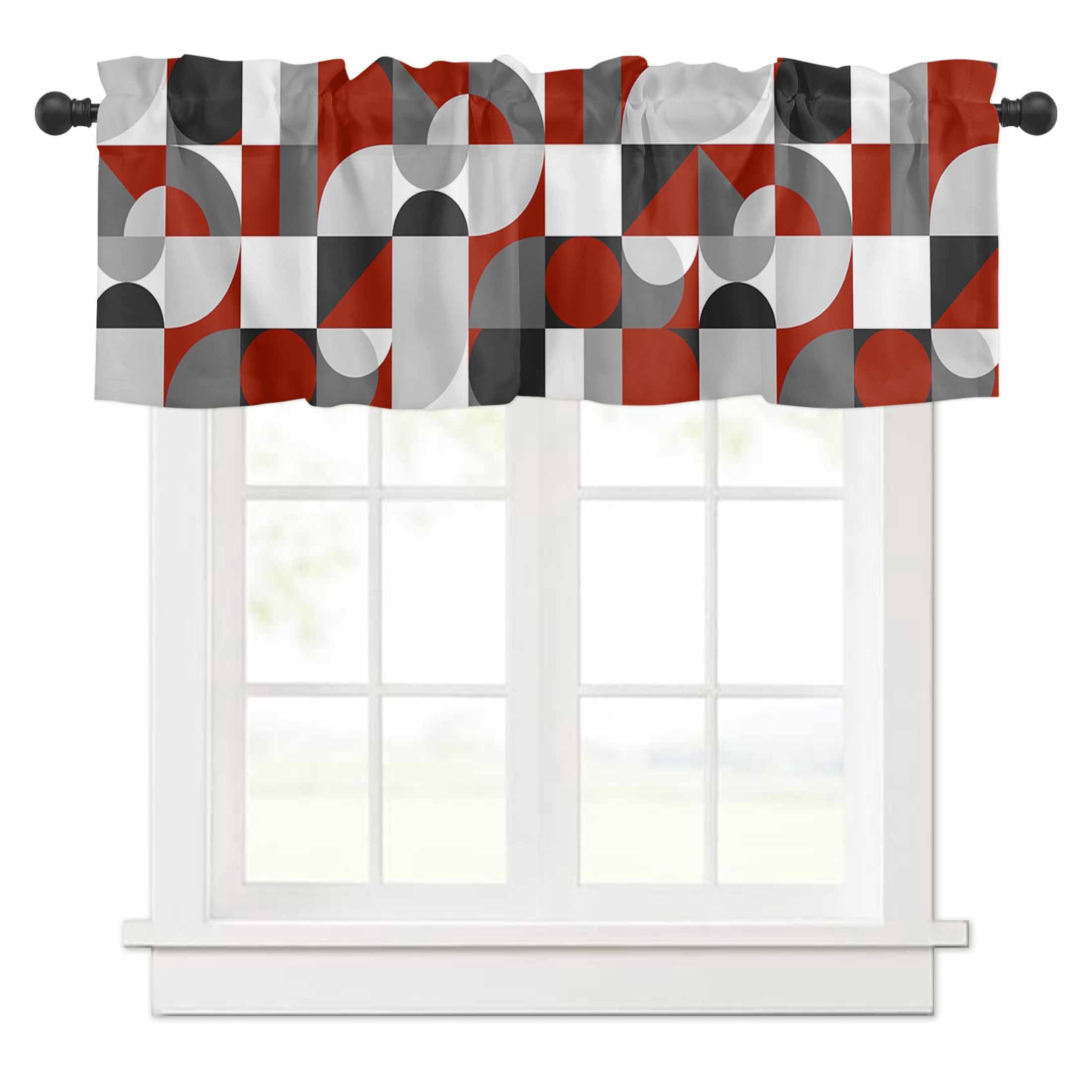 Valances for Windows Red and Black Mid Century Geometric Window ...