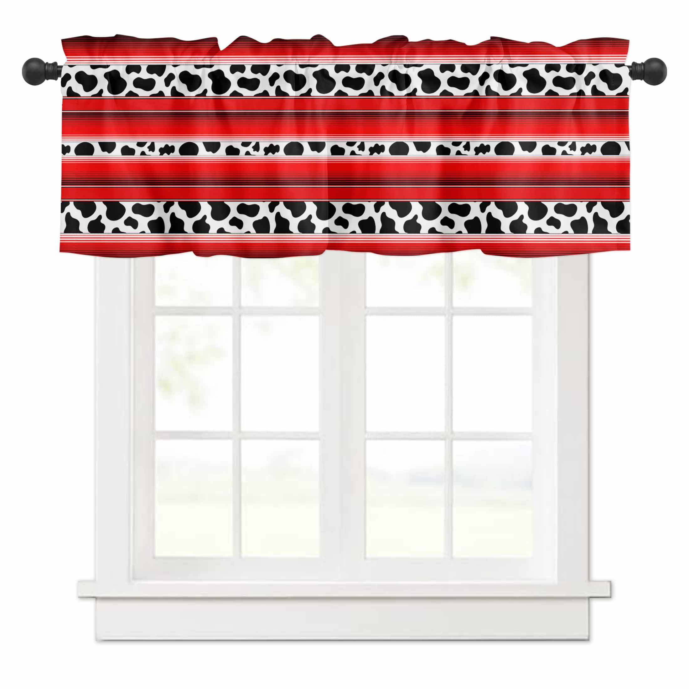 Valances for Windows Red Stripes Window Valances Rod Pocket Cow Animal ...