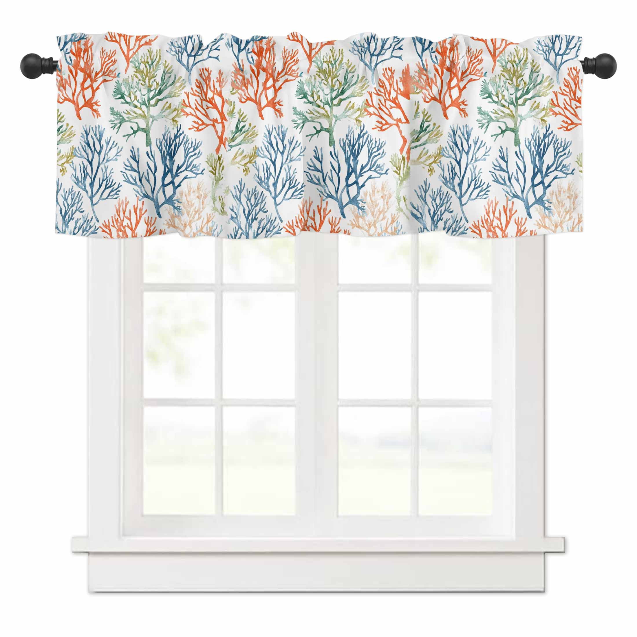 Valances for Windows Red Water Blue Coral Summer Marine Life Valance ...