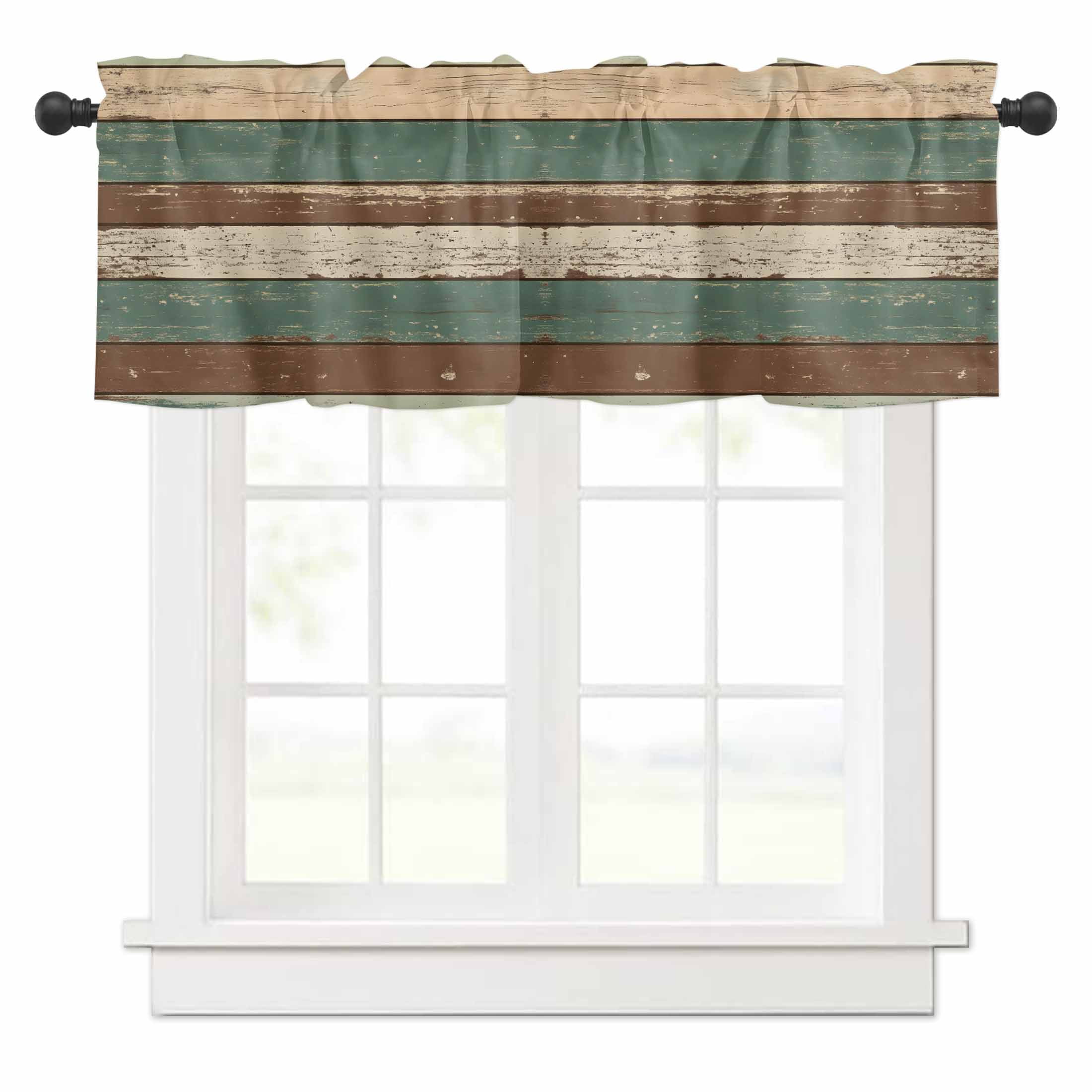 Valances for Windows Retro Brown Green Striped Antique Wood Background ...
