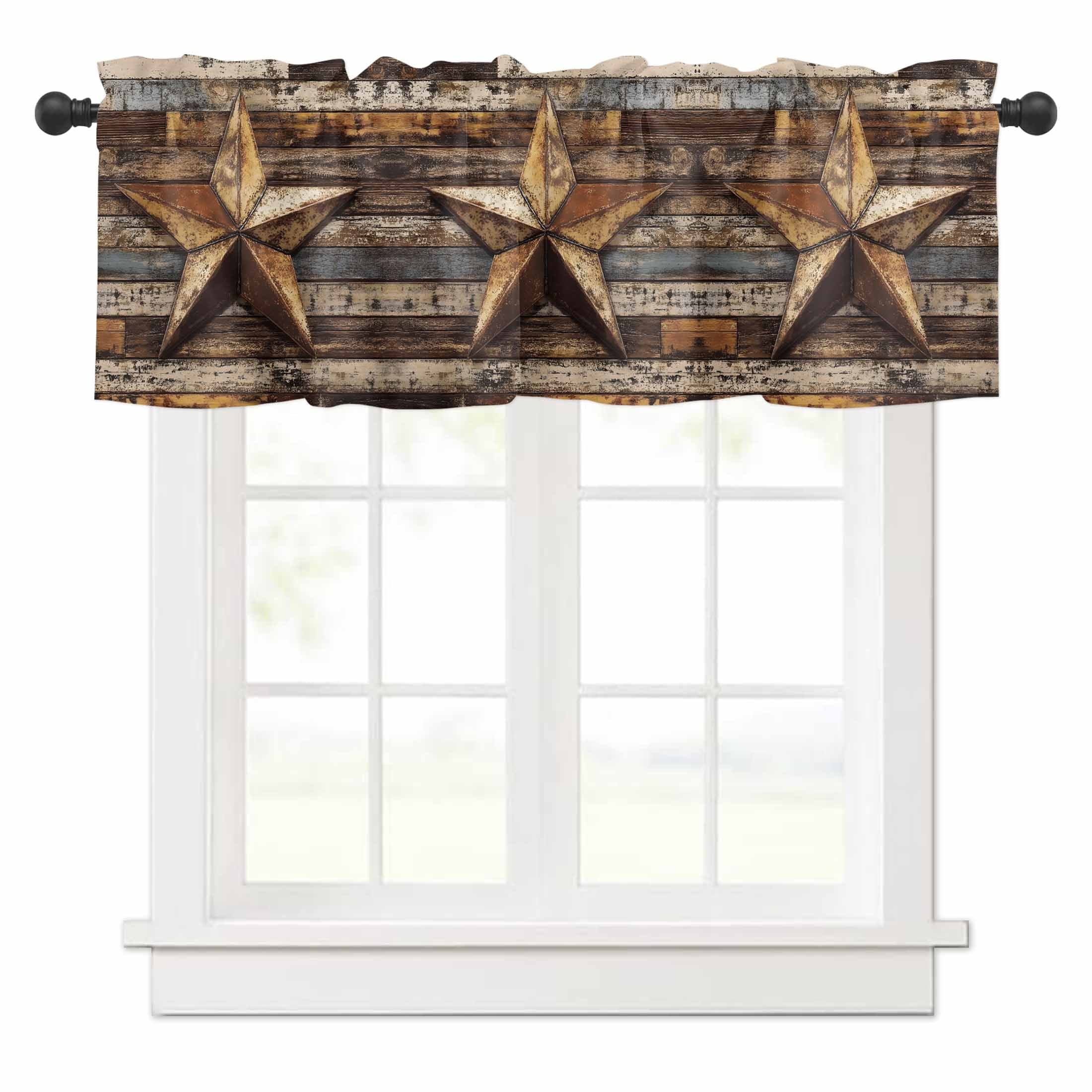 Valances for Windows Retro Star Abstract Metal Shabby Stars Old Mottled ...