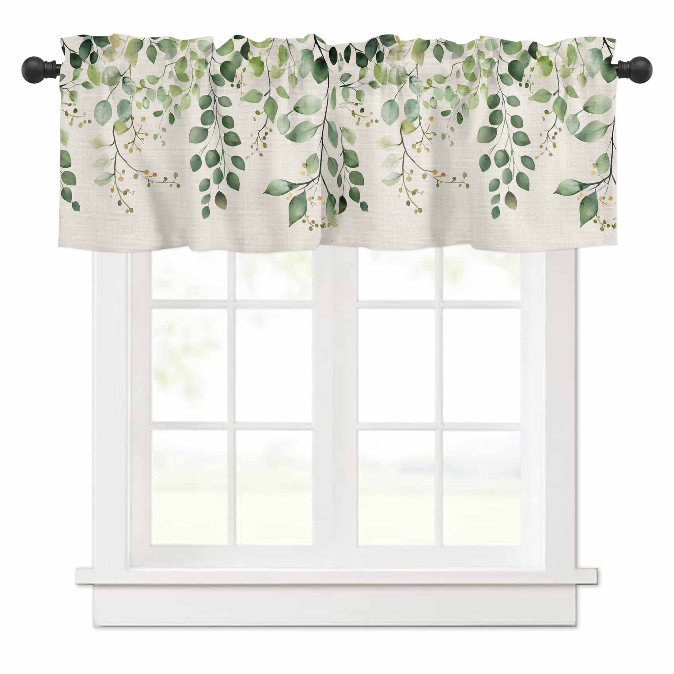 Valances for Windows Sage Green Eucalyptus Leaves Retro Summer Tree ...