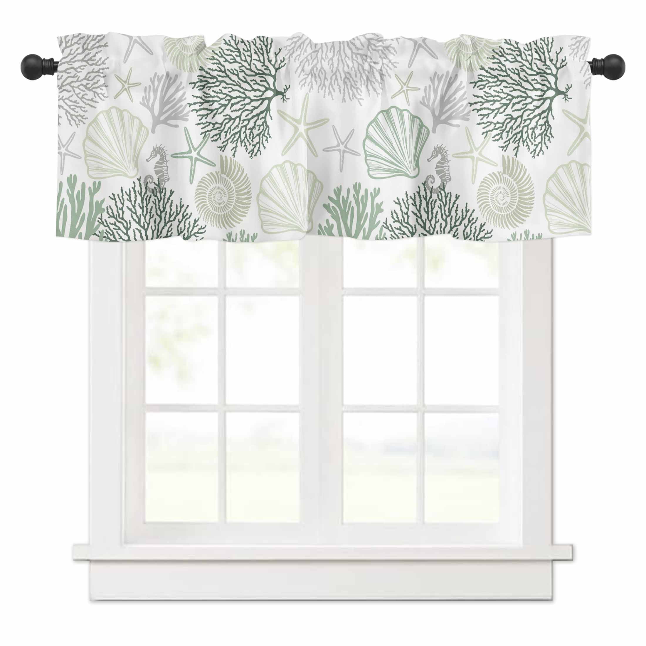 Valances for Windows Sage Green Shell Window Valances Rod Pocket ...