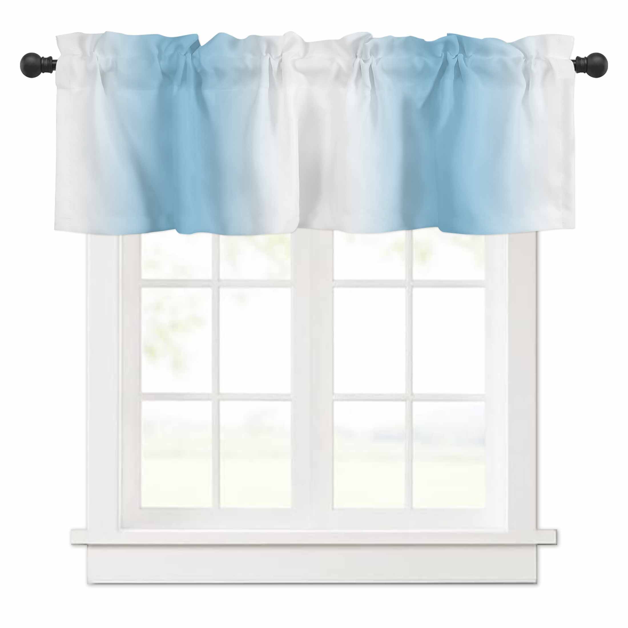 Valances for Windows Sky Blue White Gradient Simple Pattern Valance Rod ...