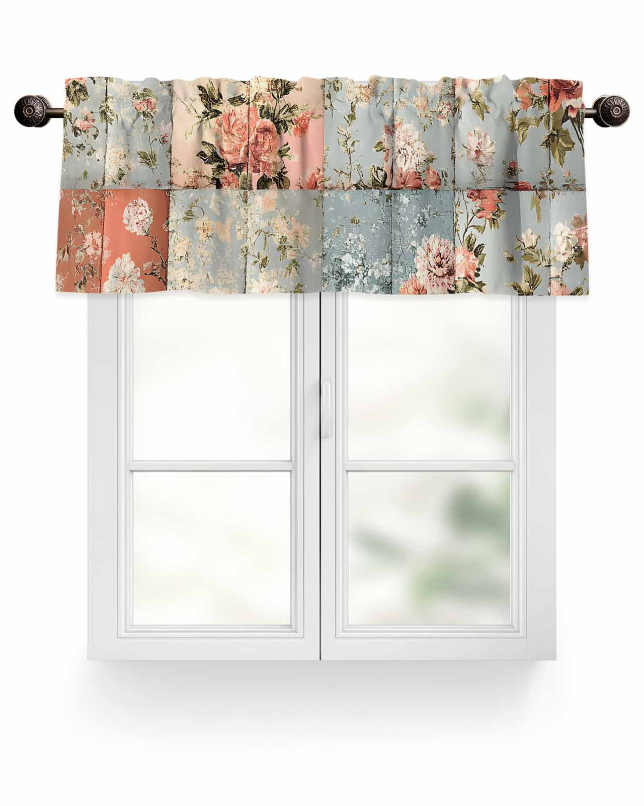 Valances for Windows Spring Floral Flower Rose Pattern Patchwork Style ...