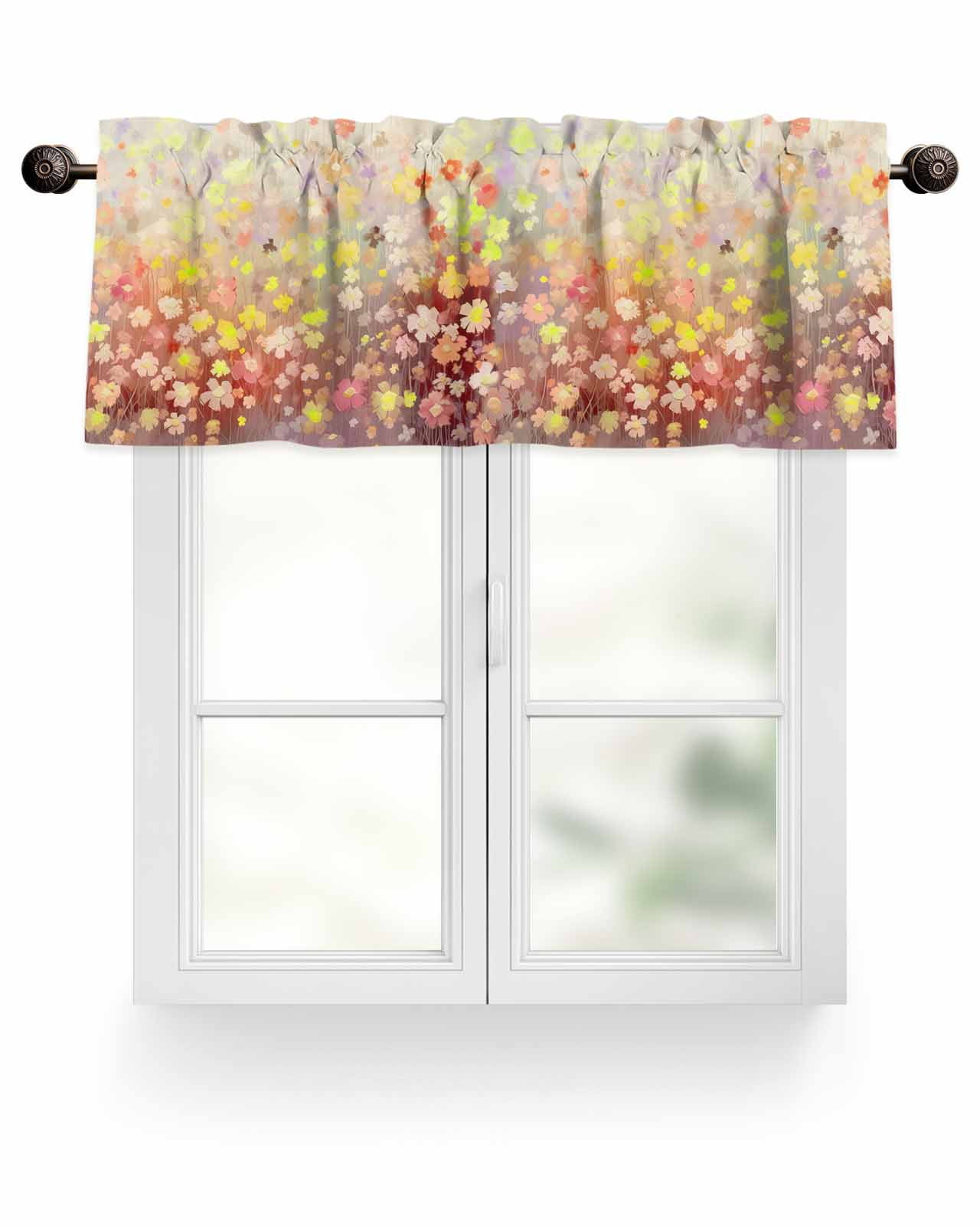 Valances for Windows Spring Flowers Chrysanthemum Oil Painting Gradient ...