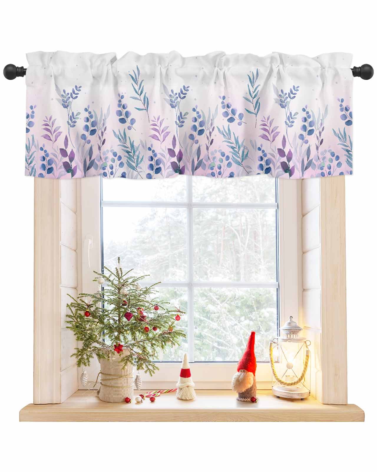 Valances for Windows, Spring Summer Purple Leaves Farmhouse Style ...