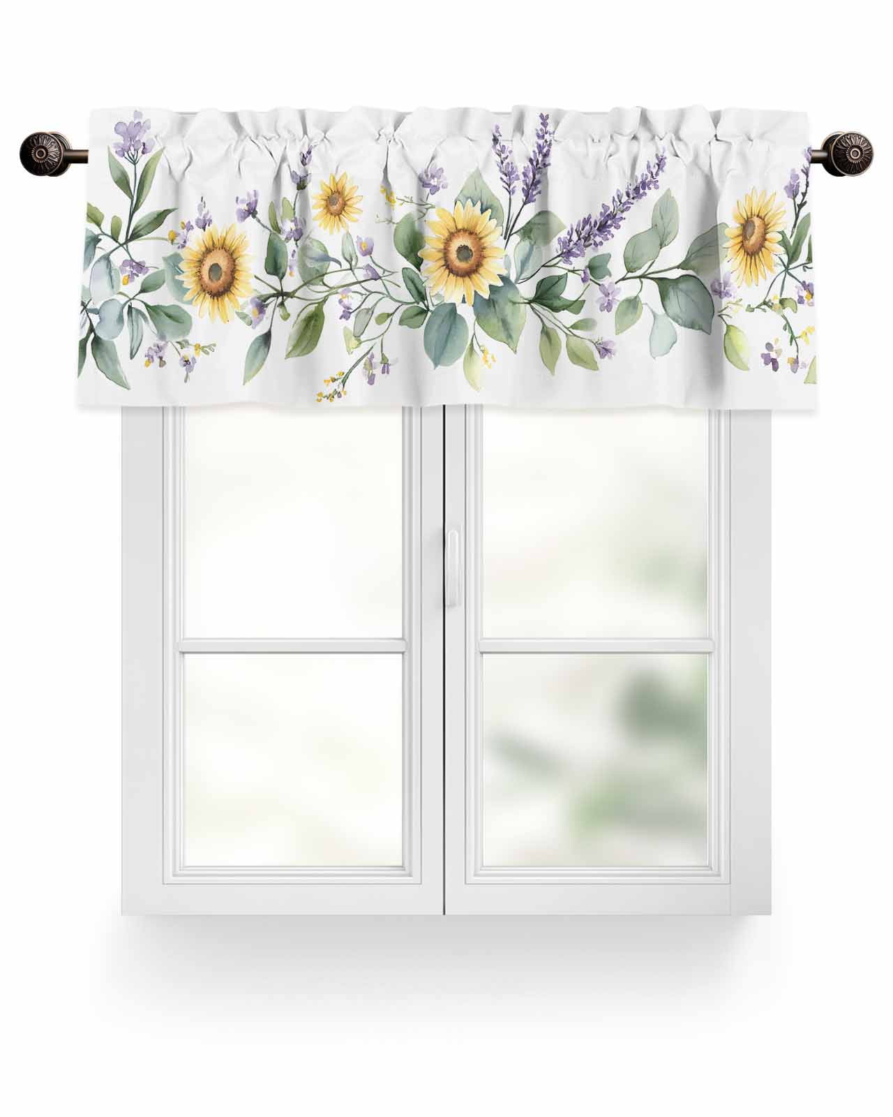 Valances for Windows Spring Sunflower Lavender Sage Green Eucalyptus ...
