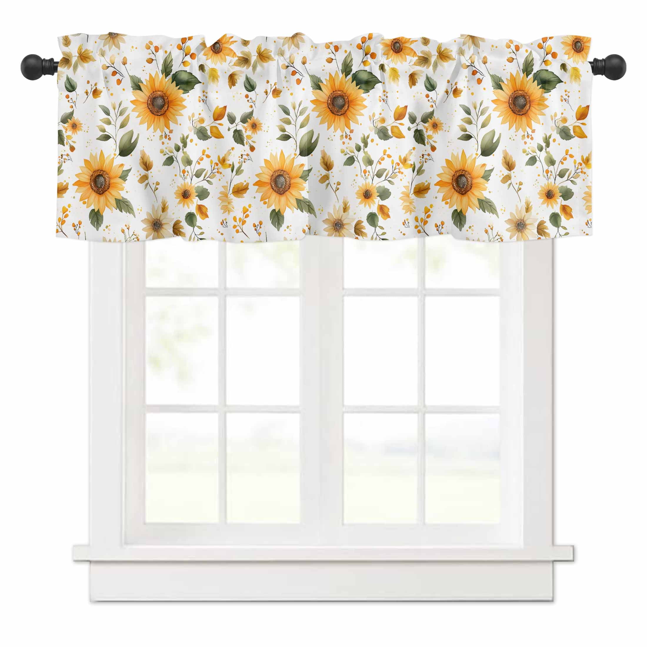 Valances for Windows Spring Sunflower Window Valances Rod Pocket ...
