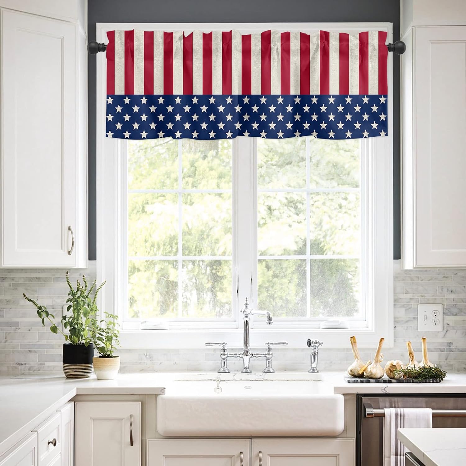 Valances for Windows Star and Strip 4th of July Independence Day ...