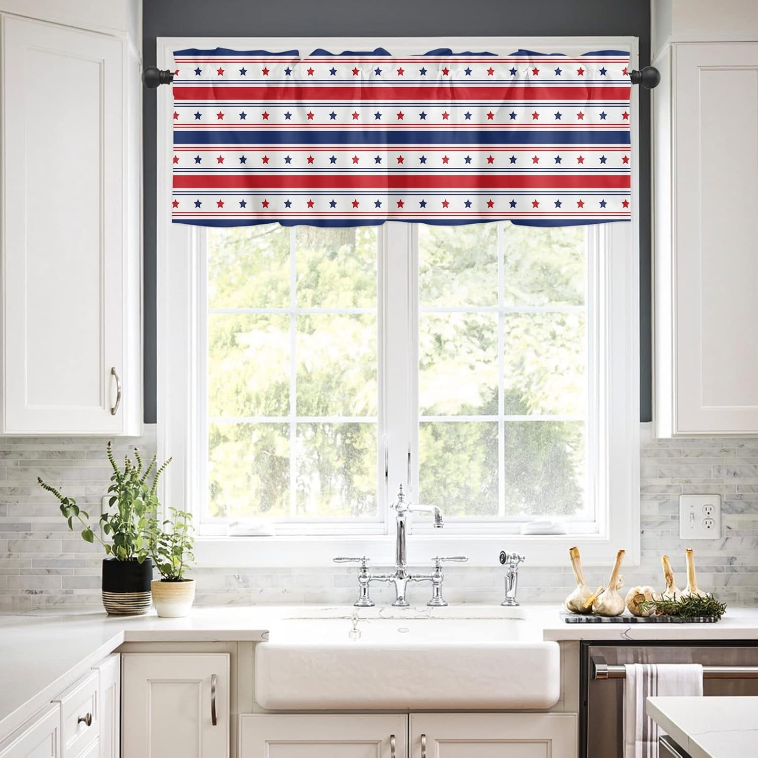 Valances for Windows Star and Strip 4th of July Independence Day ...