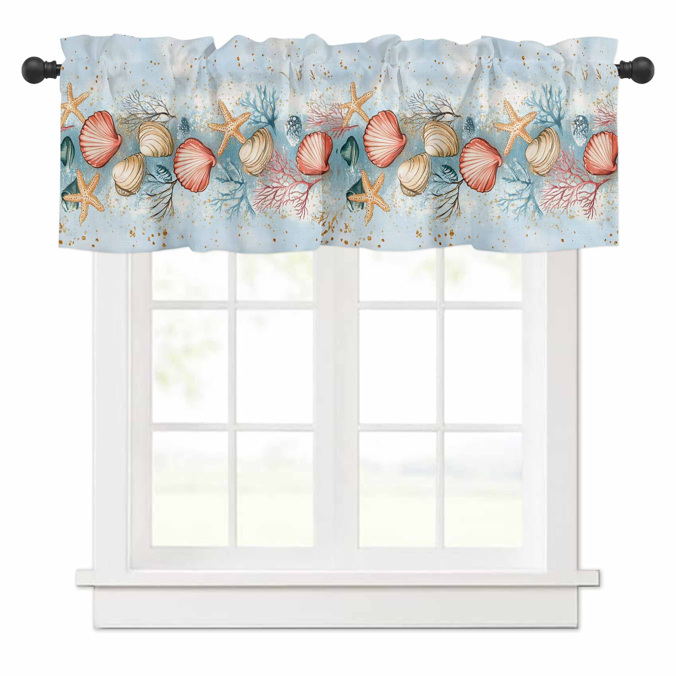 Valances for Windows Starfish Shell Coral Window Valances Rod Pocket ...