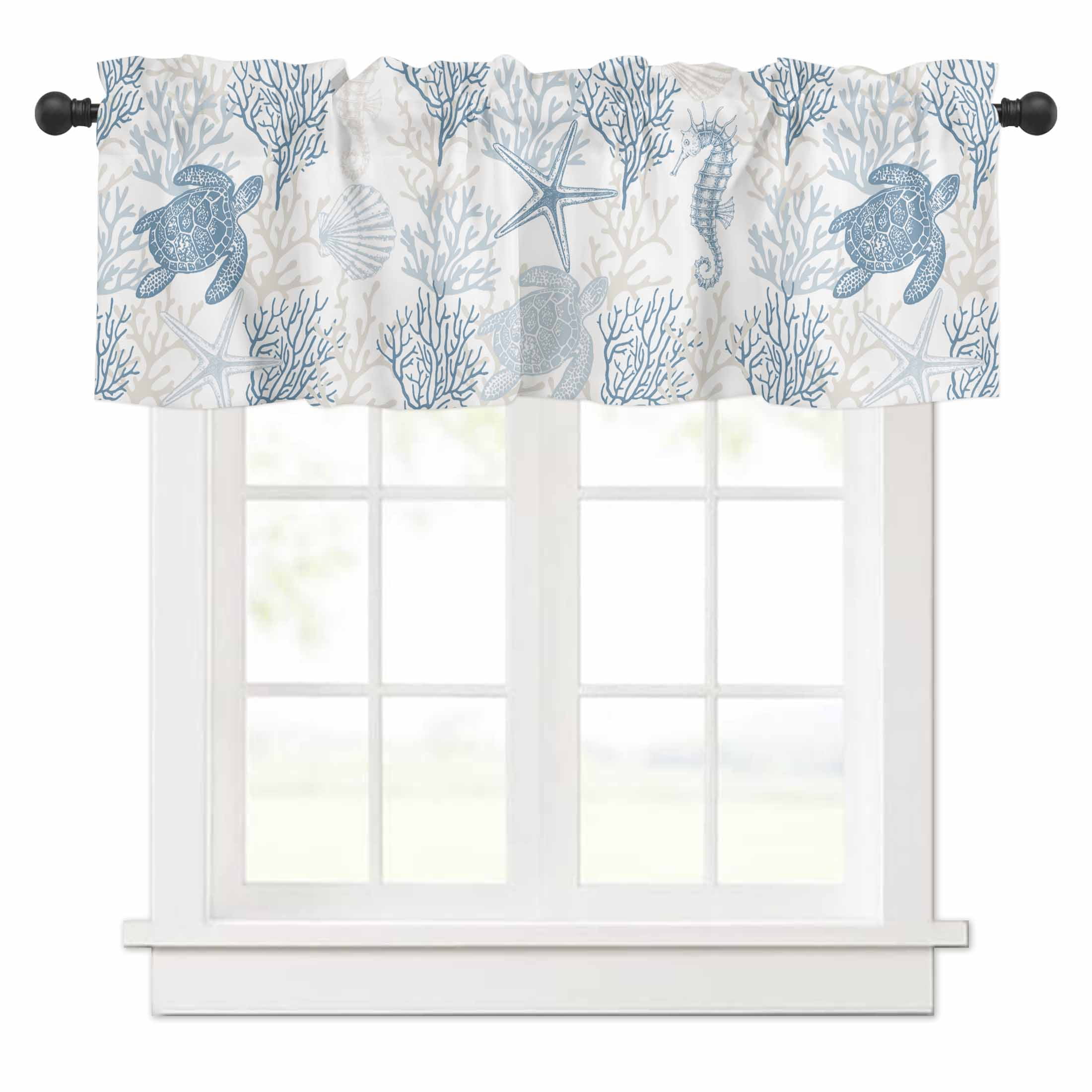 Valances for Windows Summer Ocean Ombre Blue Coral and Turtle Valance ...