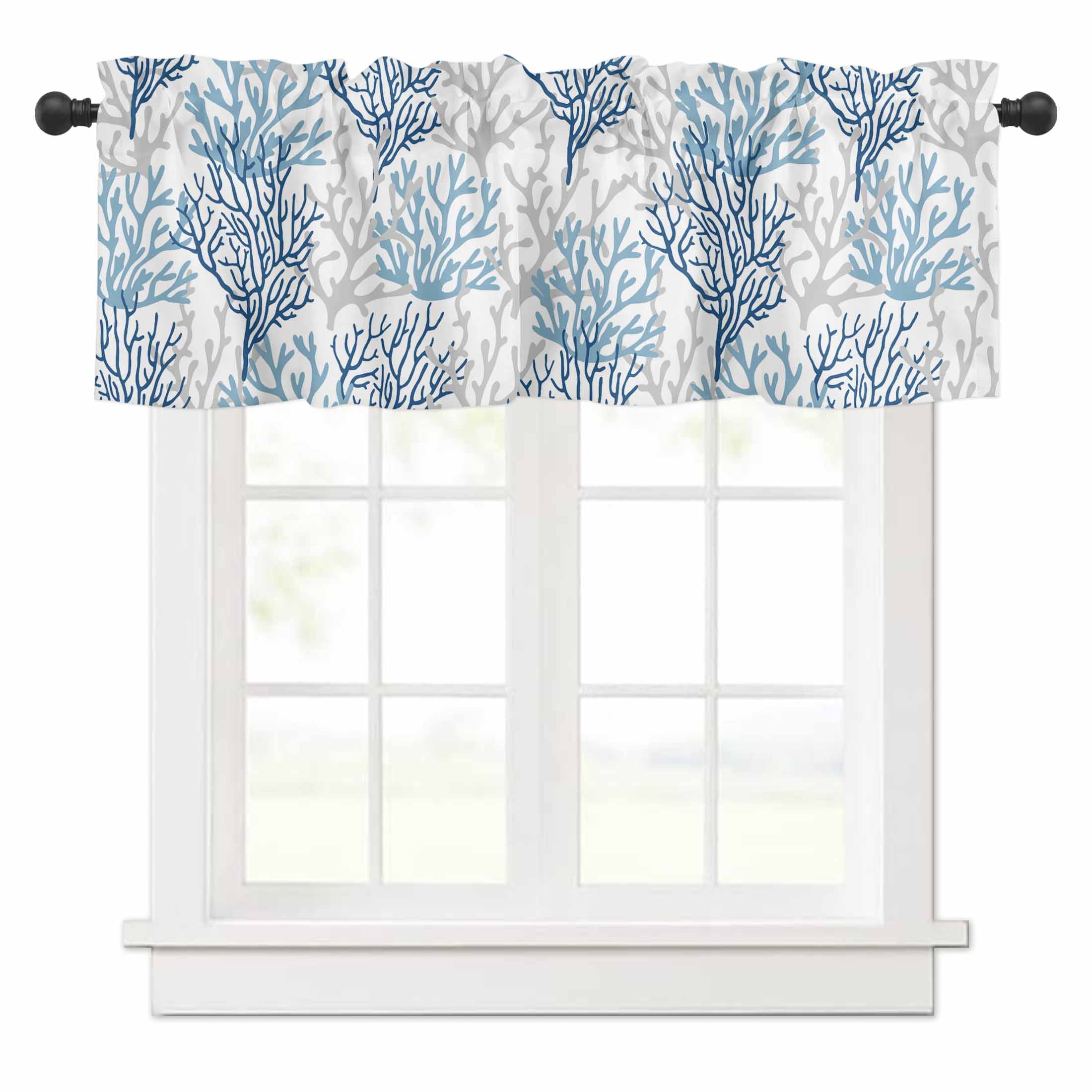 Valances for Windows Summer Ocean Ombre Sky Blue Coral Valance Rod ...