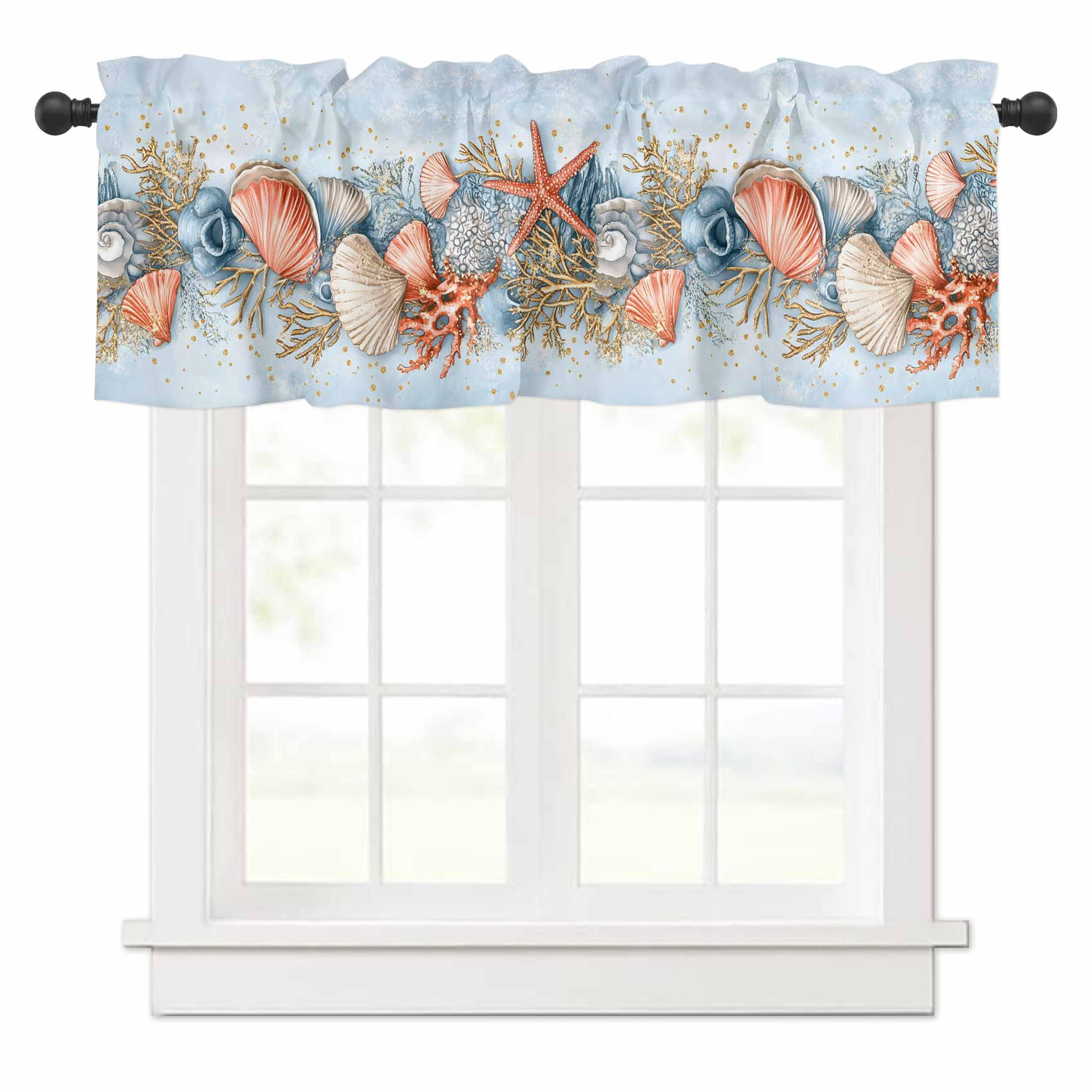 Valances for Windows Summer Shell Ocean Starfish Coral Marine Life ...