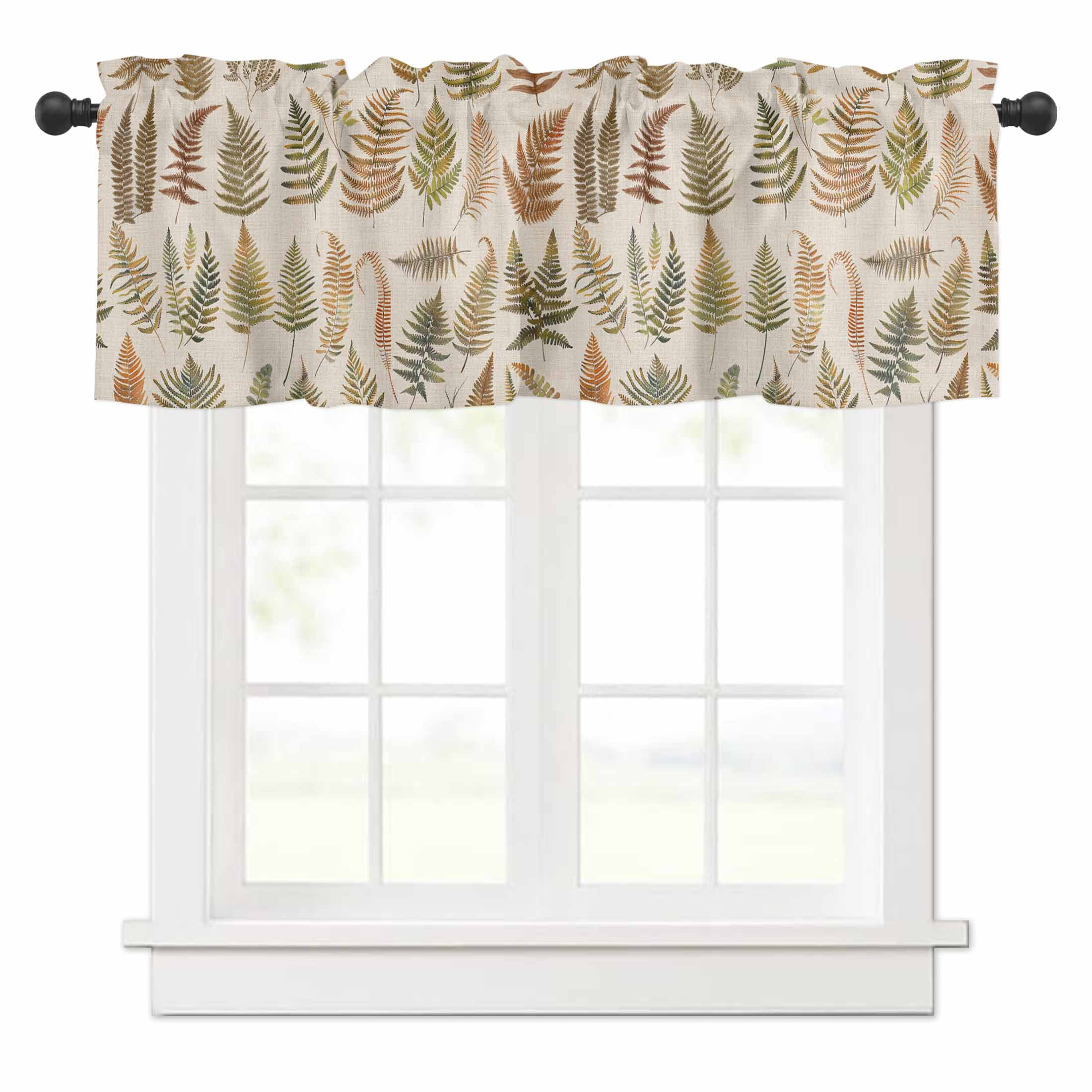 Valances for Windows Summer Tropical Yellow Leaves Beige Texture ...