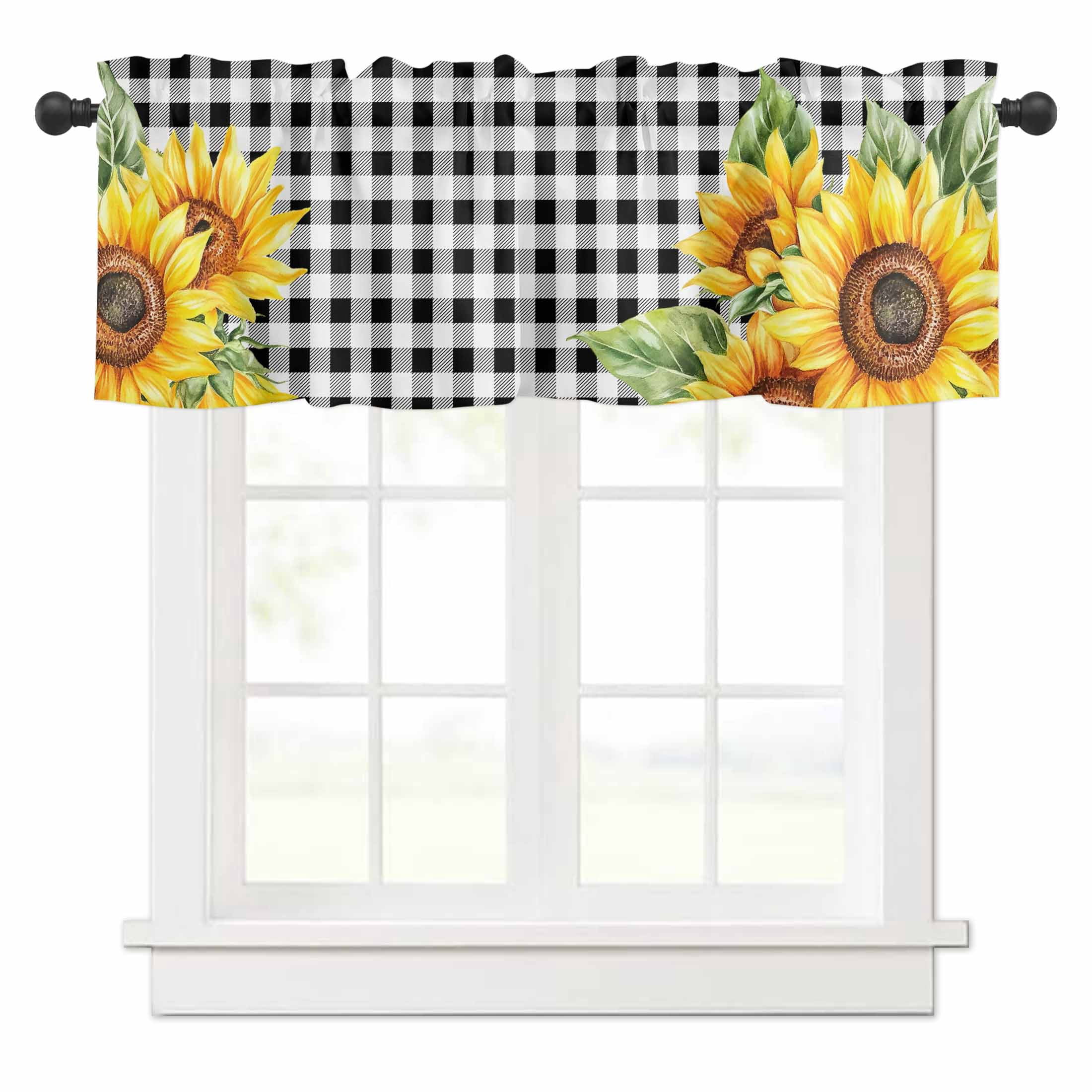 Valances for Windows Sunflower Window Valances Rod Pocket Black Buffalo ...