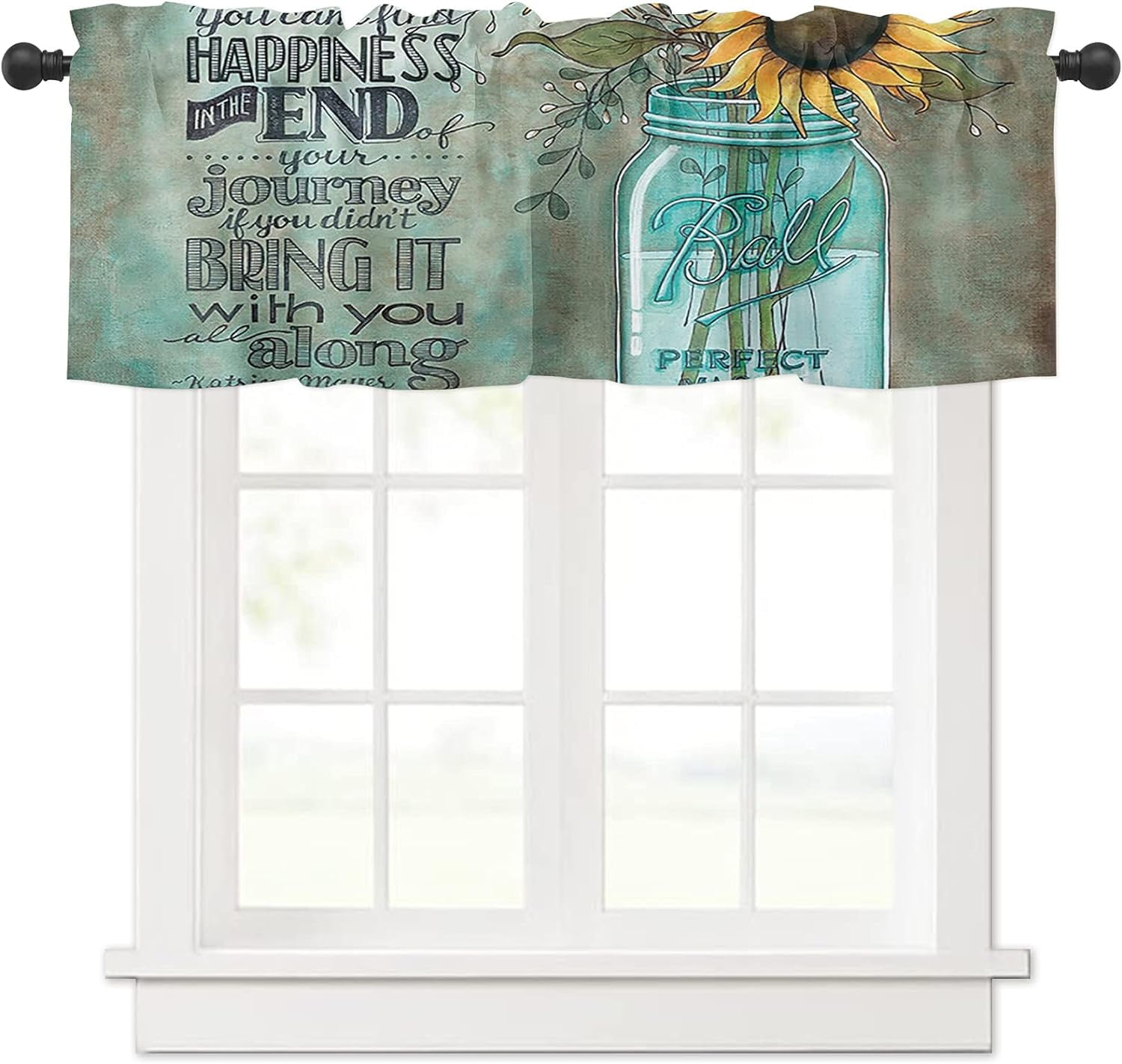 Valances for Windows, Sunflowers Rod Pocket Kitchen Curtains Valances ...