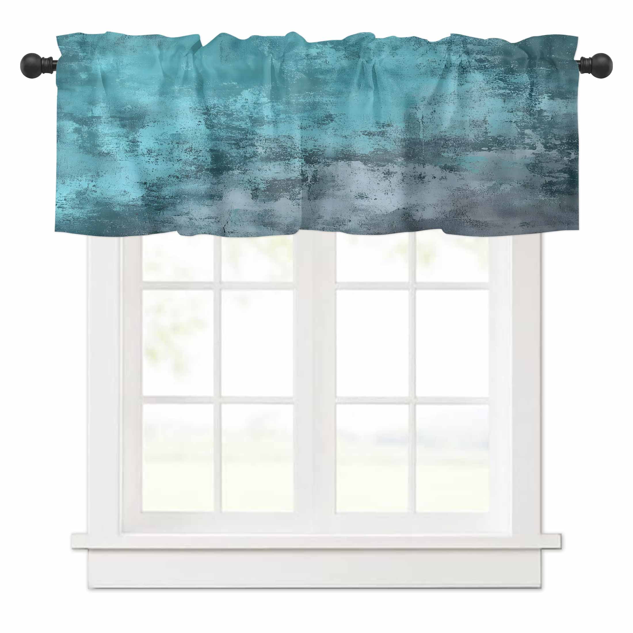 Valances for Windows Teal Blue Window Valances Rod Pocket Ombre Modern ...