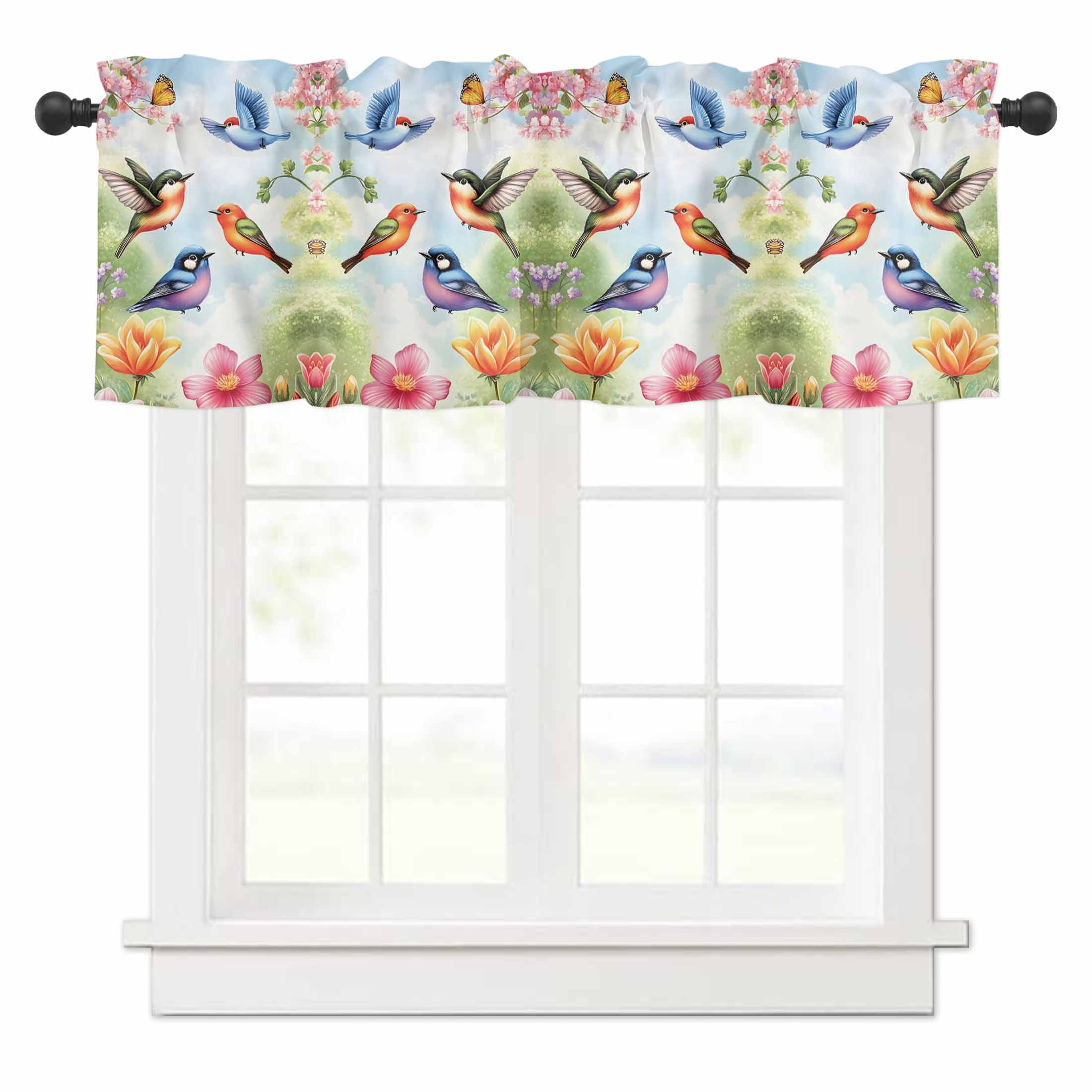 Valances for Windows Tree Branch Butterfly Window Valances Rod Pocket ...