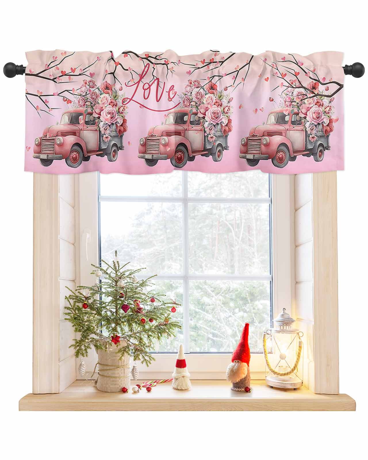 Valances for Windows, Valentine's Day Truck Full Of Rose Love Heart ...