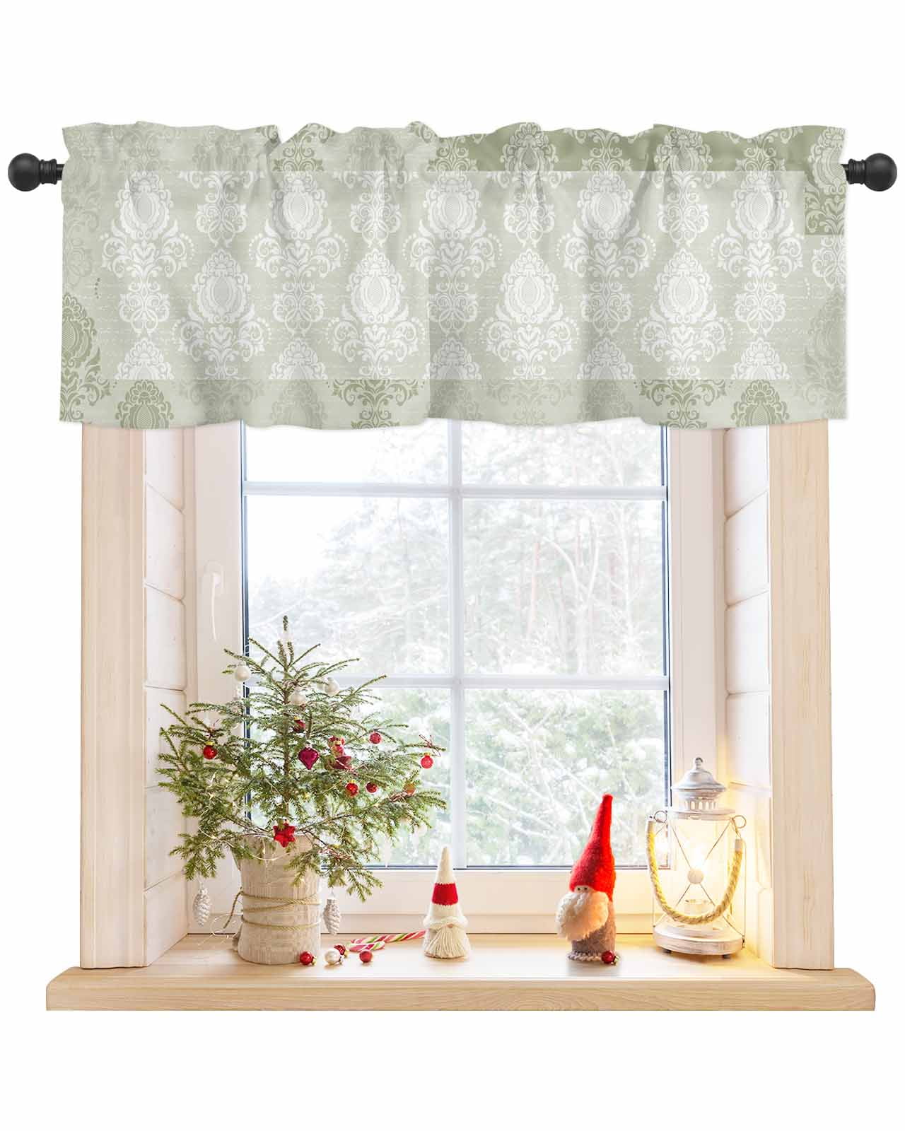 Valances for Windows, Vintage Mottled Sage Green European Floral ...