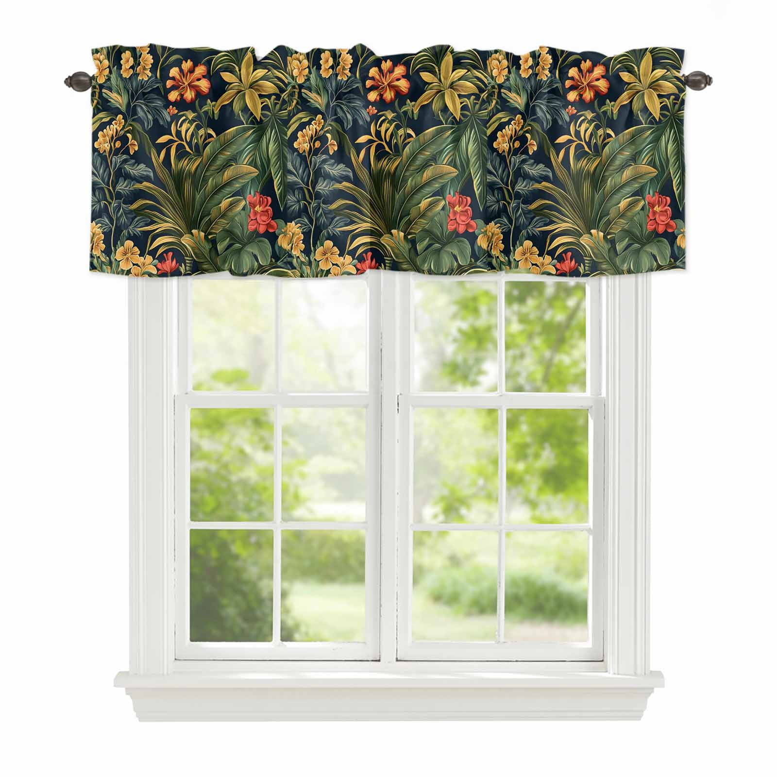 Valances for Windows Vintage Summer Tropical Rainforest Plant Rod ...
