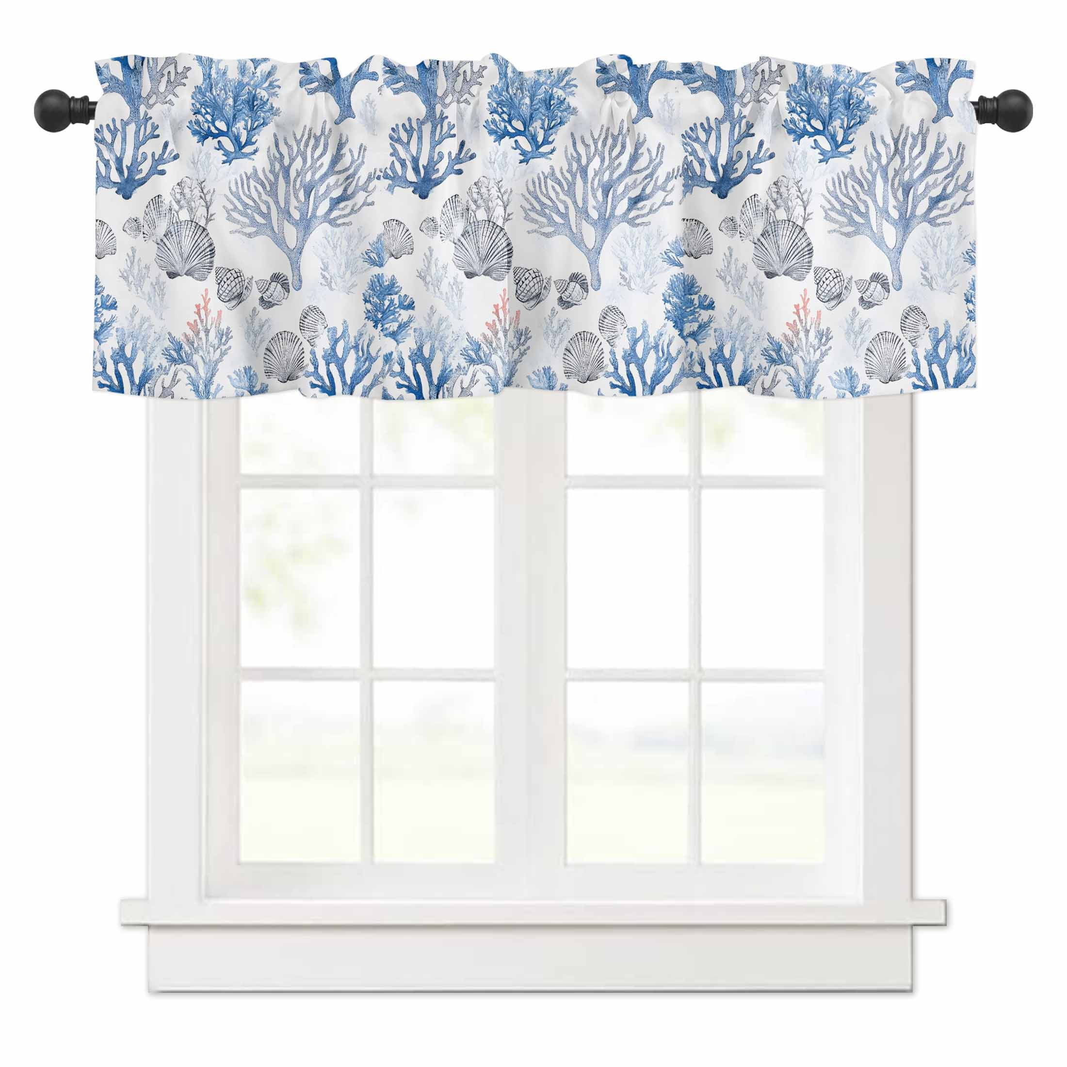 Valances for Windows Water Blue Coral Summer Marine Life Starfish Shell ...