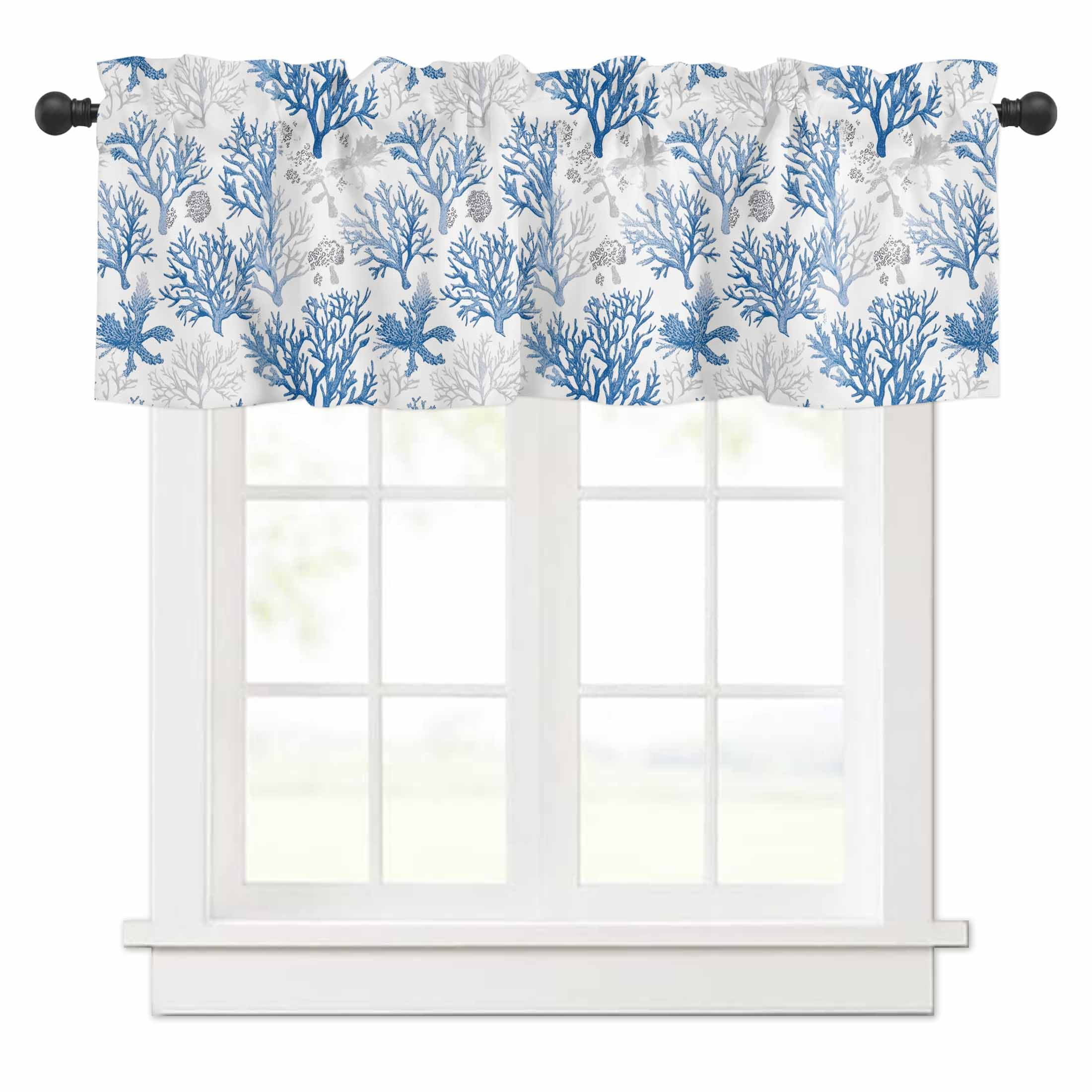 Valances for Windows Water Blue Coral Summer Marine Life Valance Rod ...