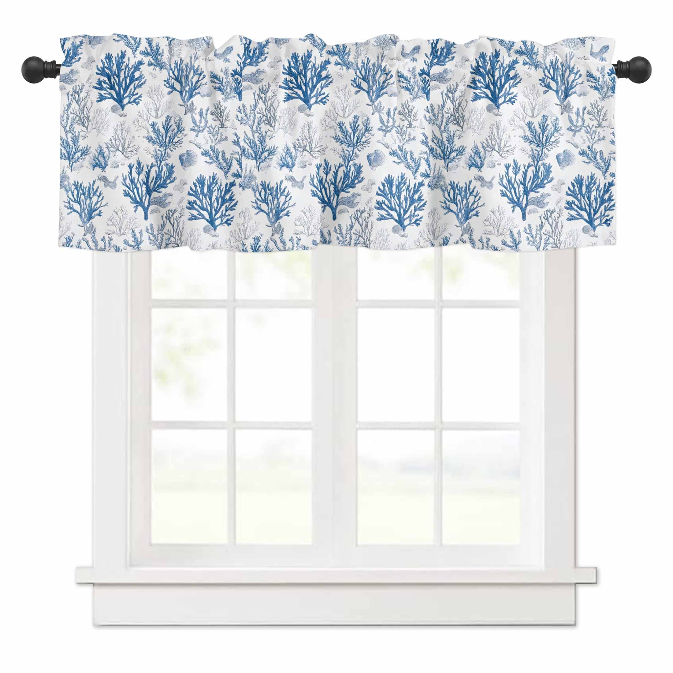 Valances for Windows Water Blue Coral Summer Shell Starfish Marine Life ...