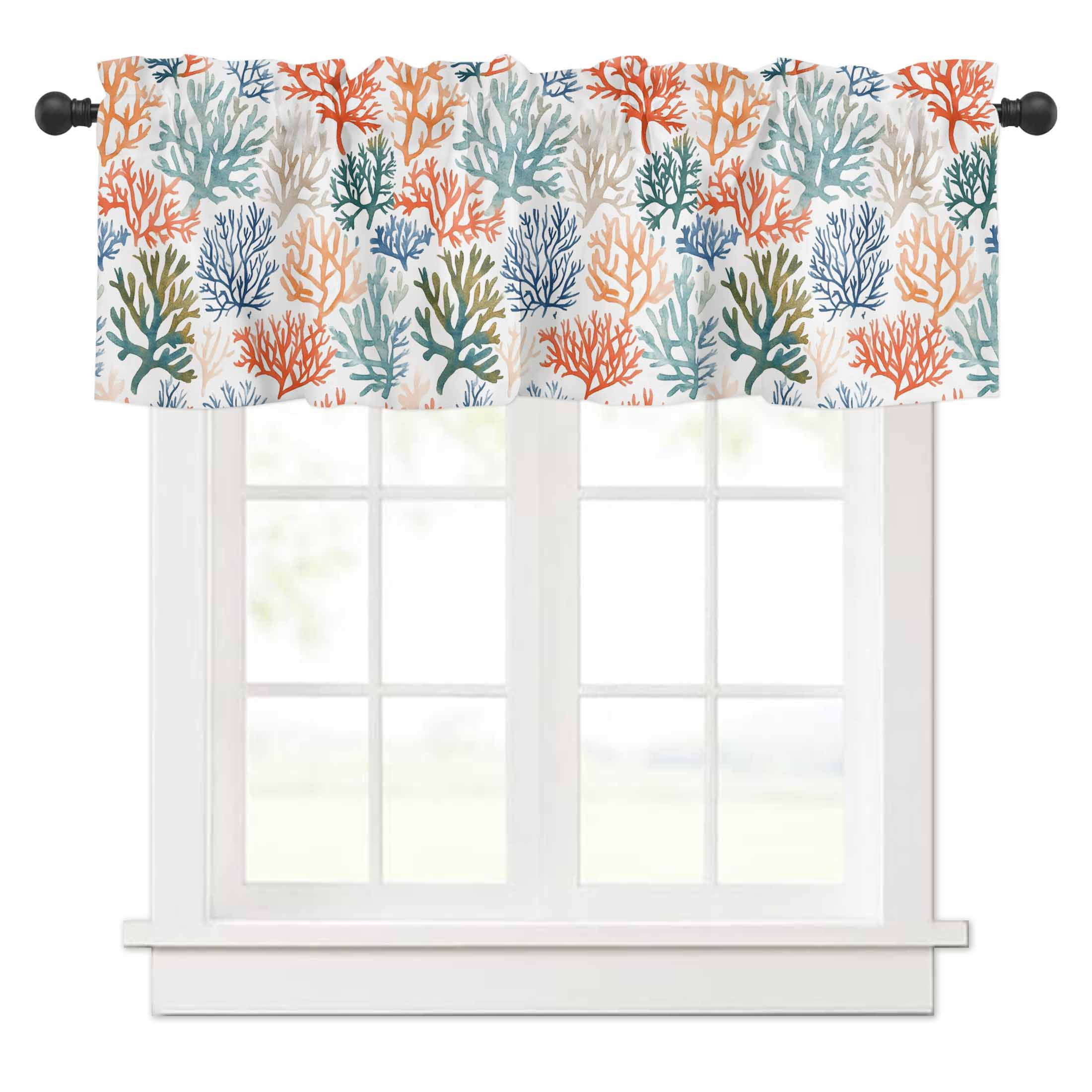 Valances for Windows Water Blue Red Coral Summer Marine Life Valance ...
