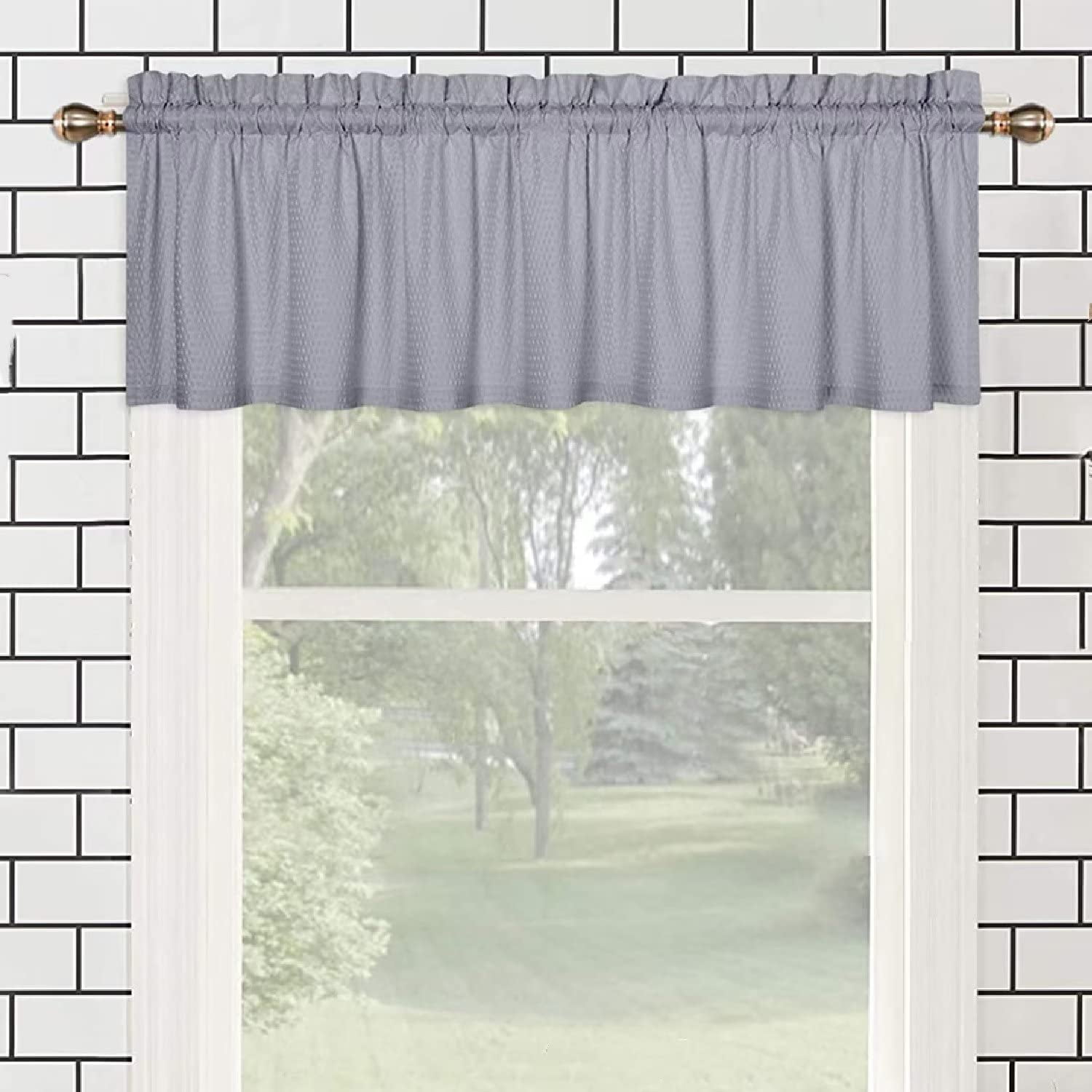Valances for Kitchen Windows, Embossed Textured Soft Microfiber ...