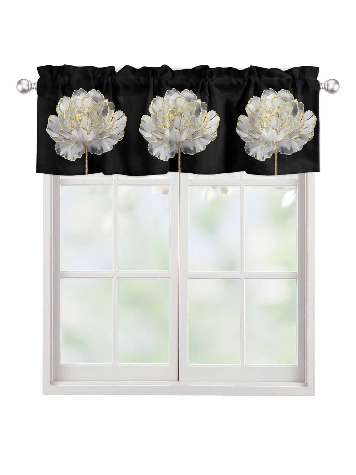Valances for Windows Abstract White Rod Pocket Cafe Window Treatments ...