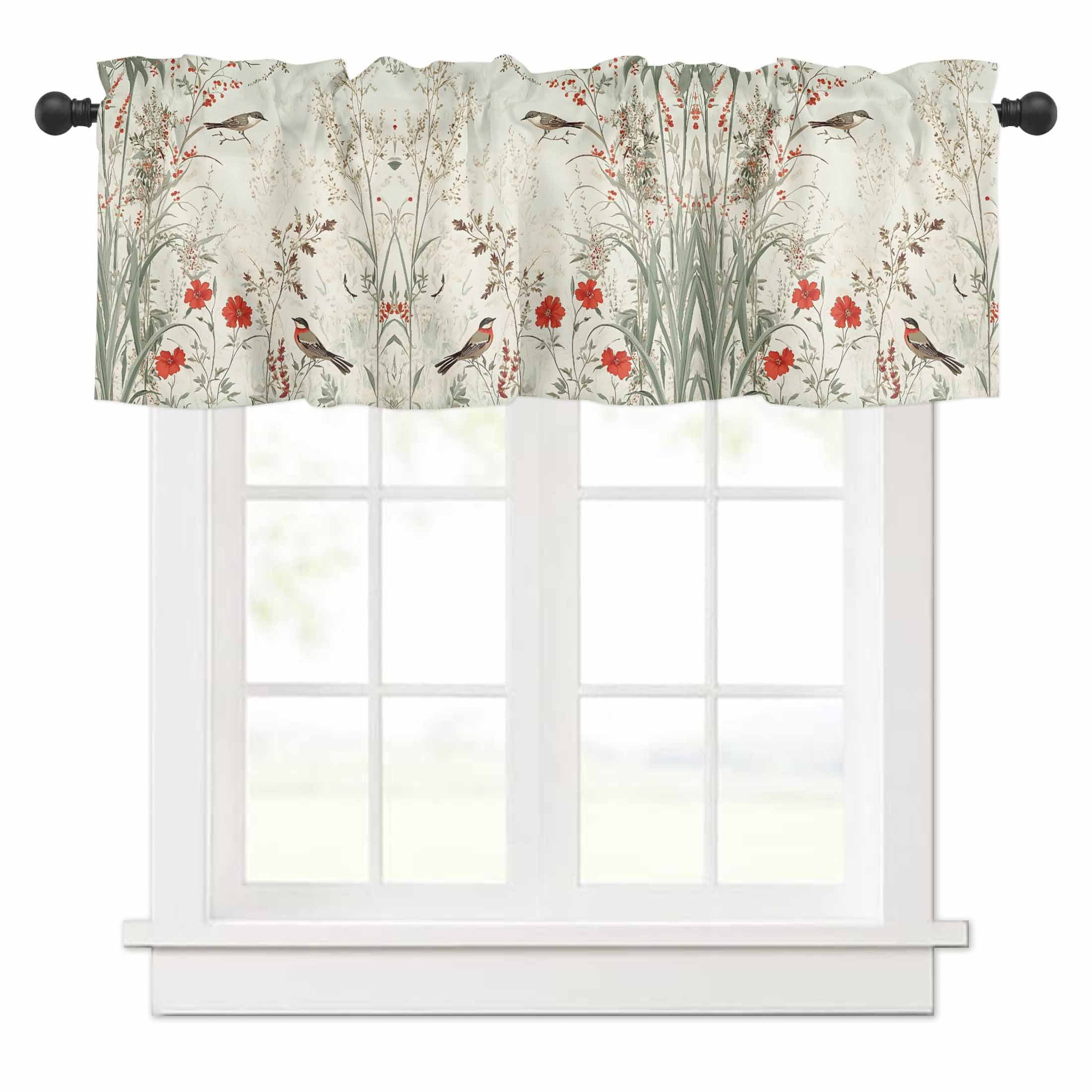 Valances for Windows Bird Window Valances Rod Pocket Spring Floral ...