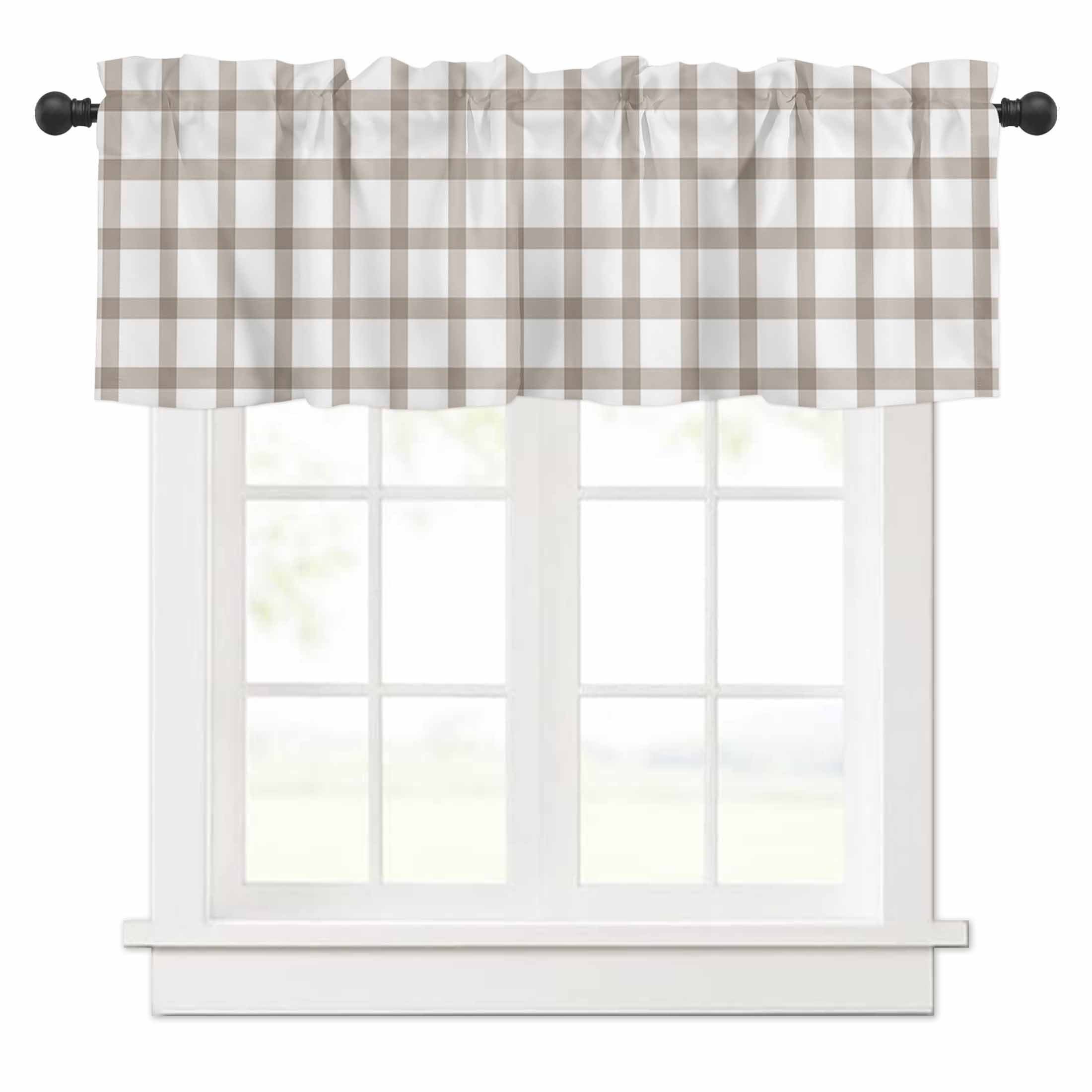 Valances for Windows Check Plaid Window Valances Rod Pocket Geometric ...