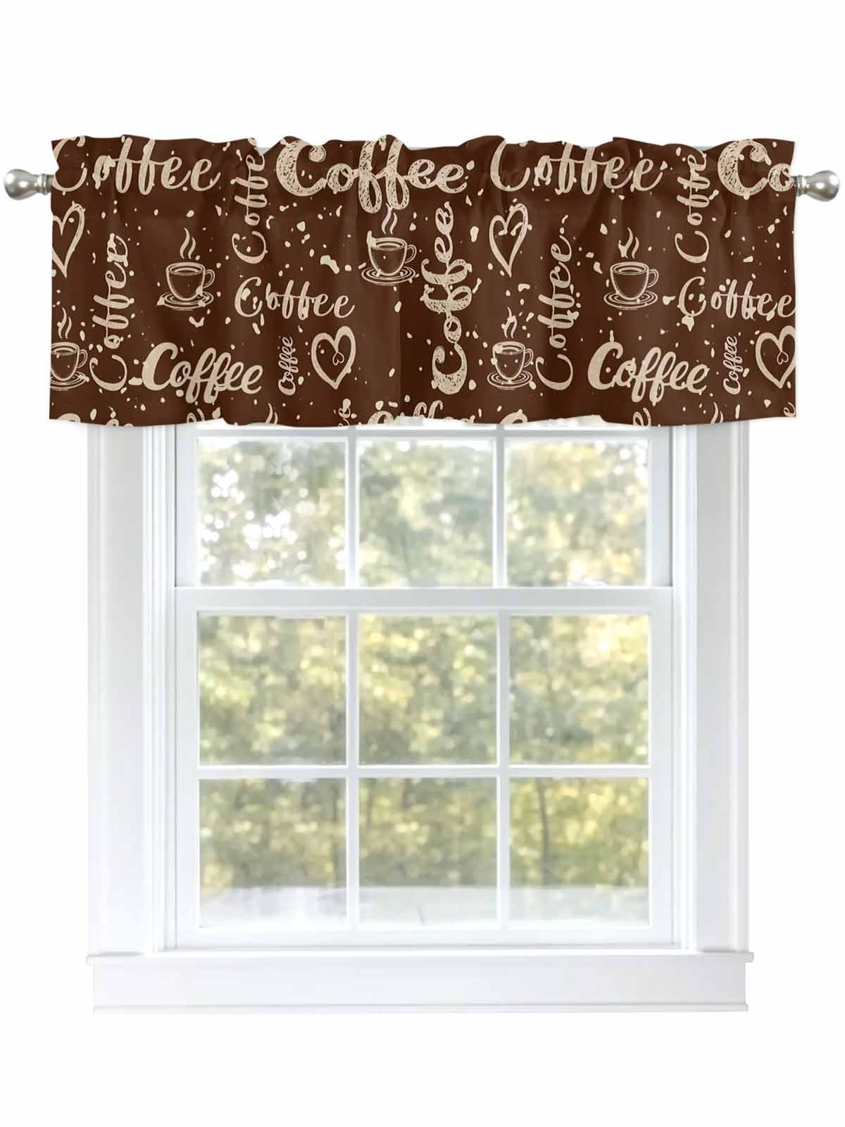 Valances for Windows Coffee Beans Rod Pocket Cafe Window Treatments ...