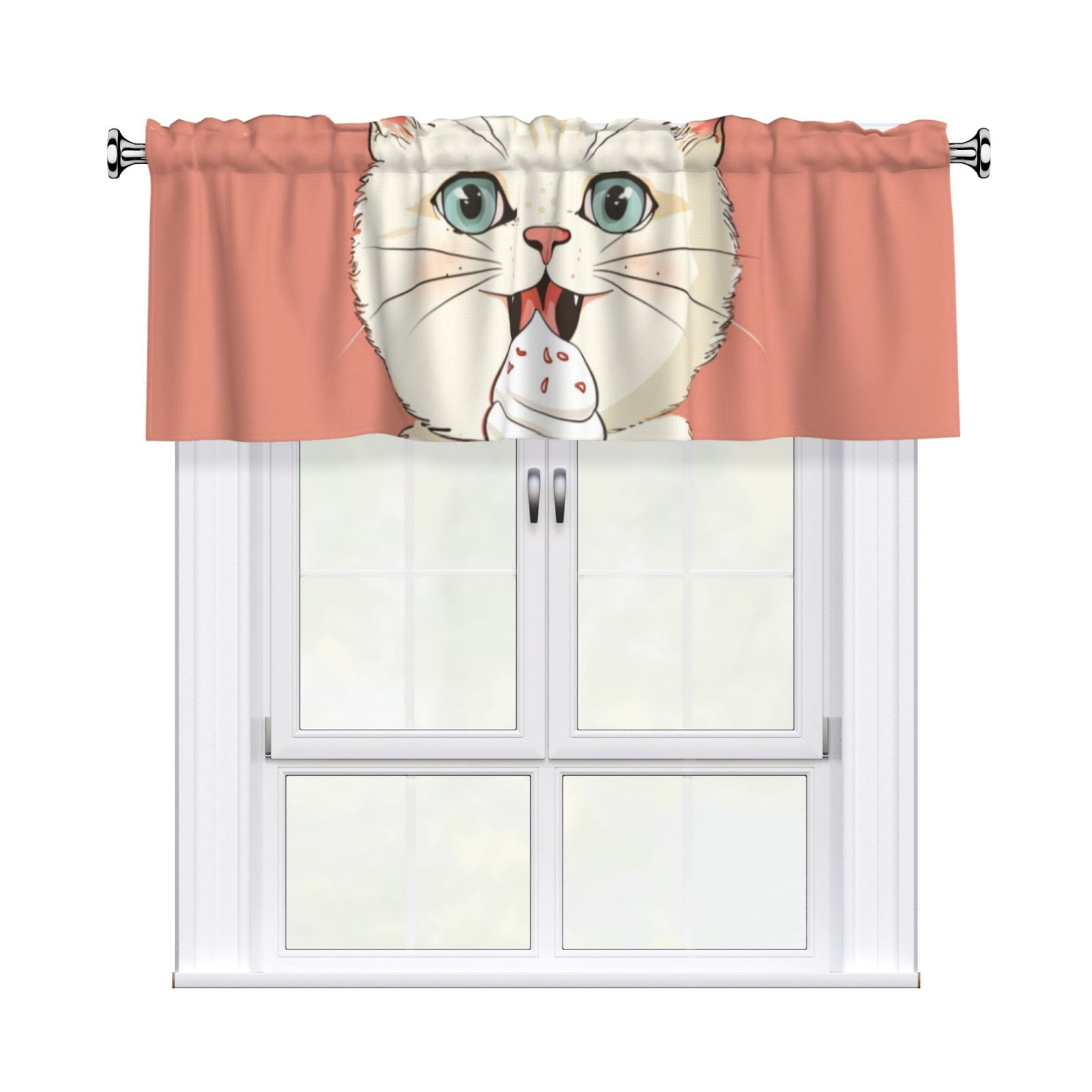 Valances for Windows Kitchen Curtains Small Treatments Valance, Cat Ice ...