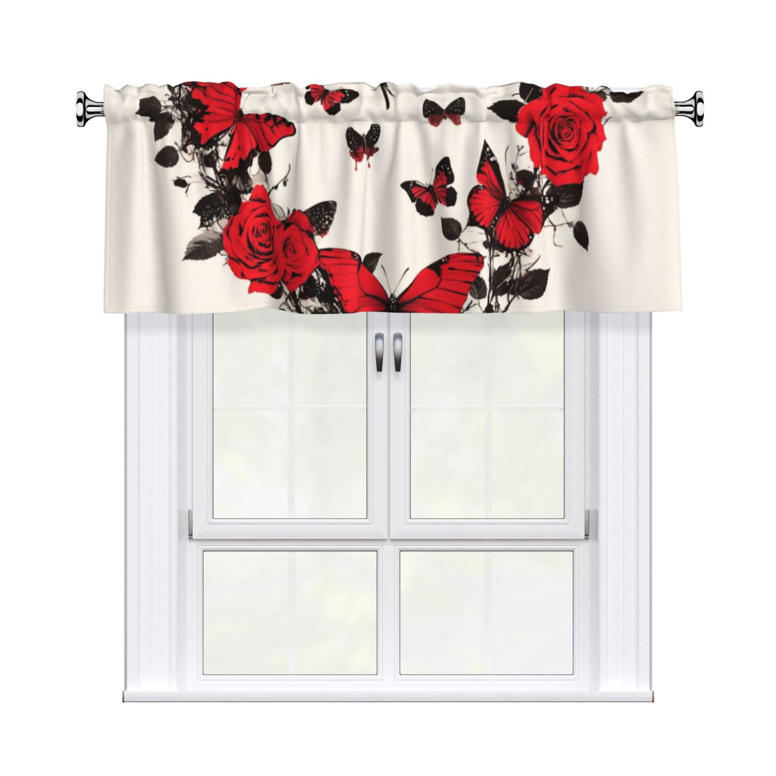 Valances for Windows Kitchen Curtains Small Treatments Valance, Red ...