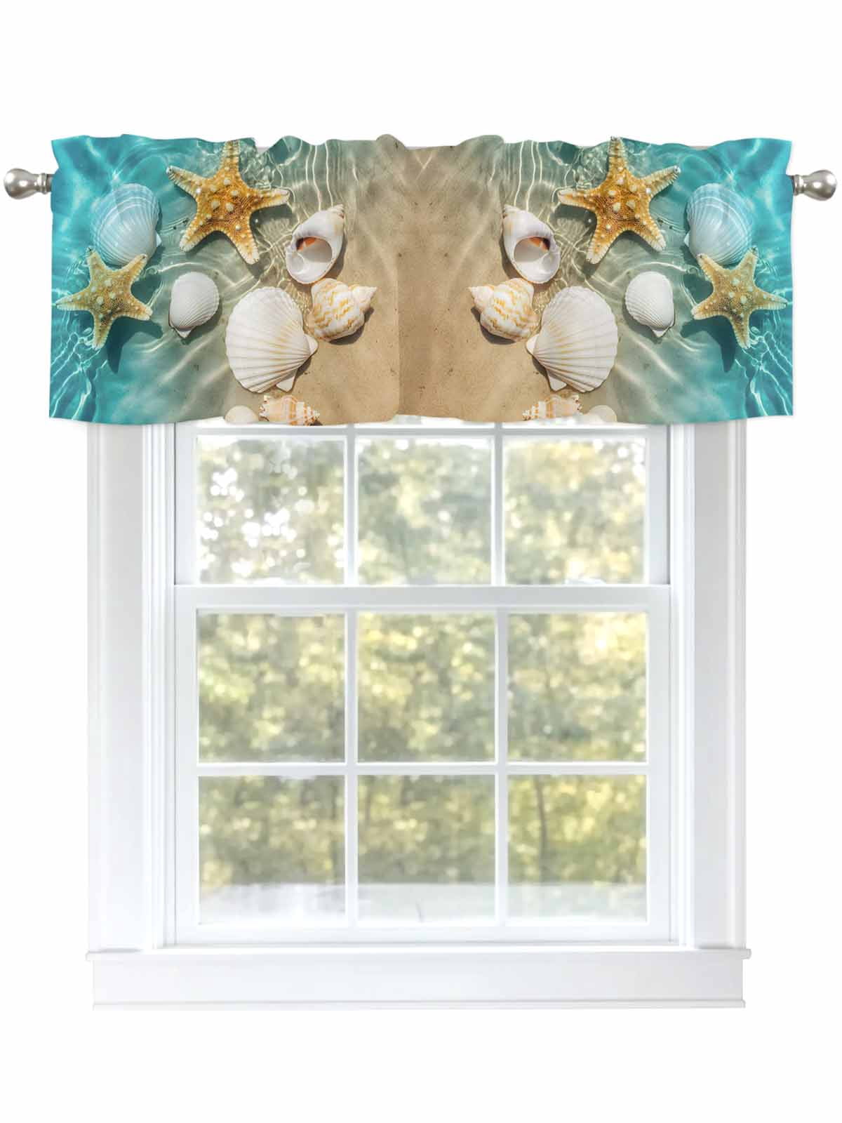Valances for Windows Ocean Beach Seashell Starfish Rod Pocket Short ...