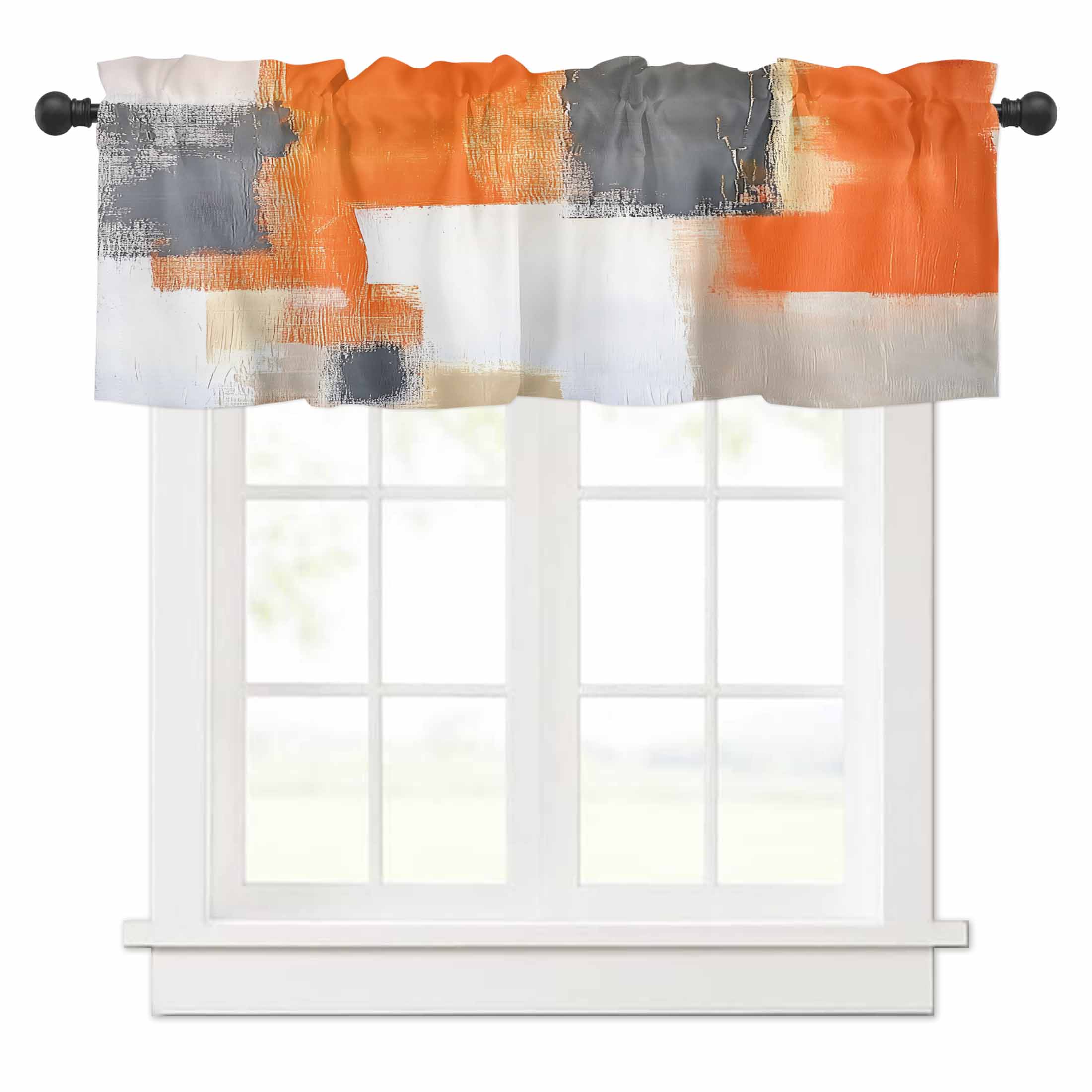 Valances for Windows Orange Graffiti Window Valances Rod Pocket ...