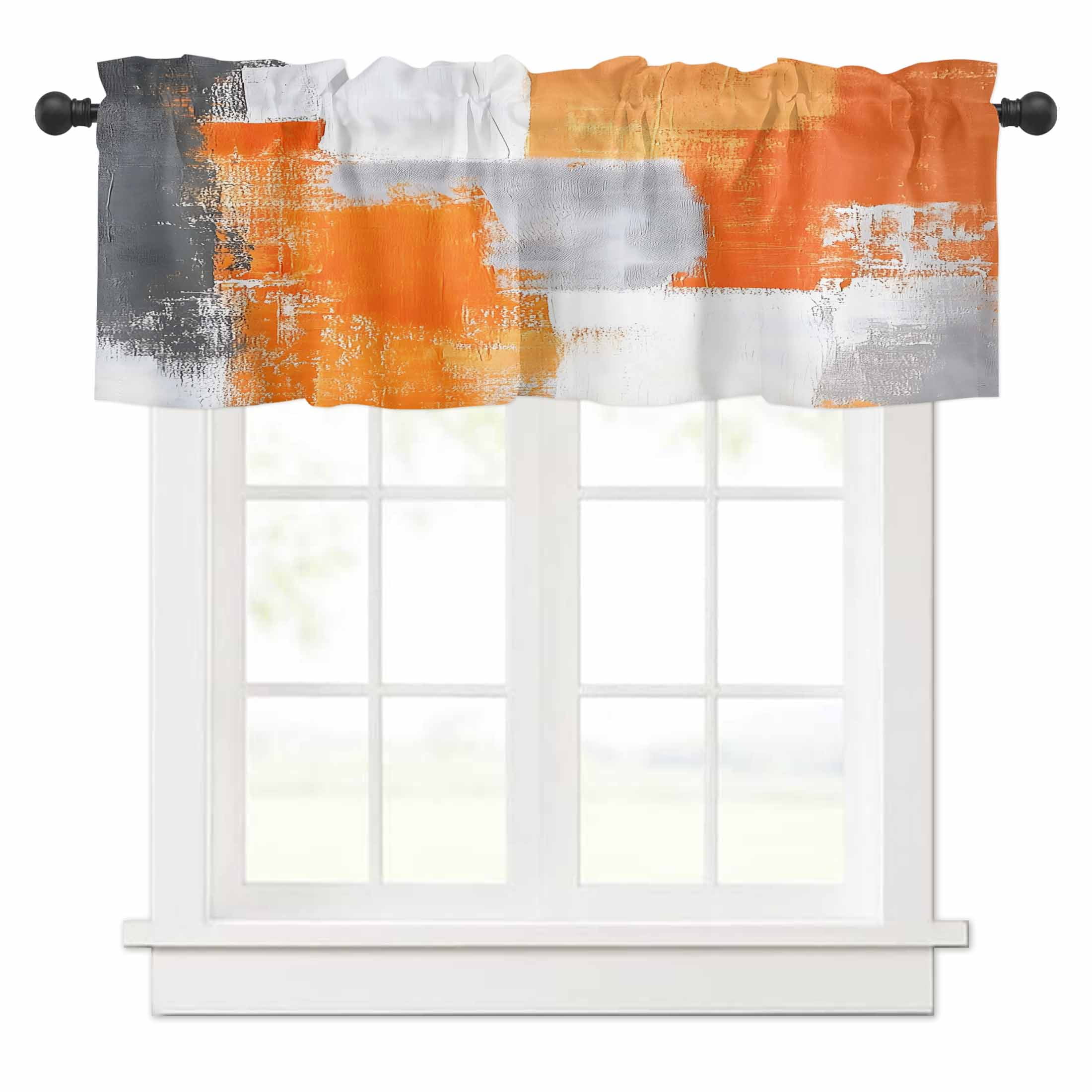 Valances for Windows Orange Gray Window Valances Rod Pocket Abstract ...