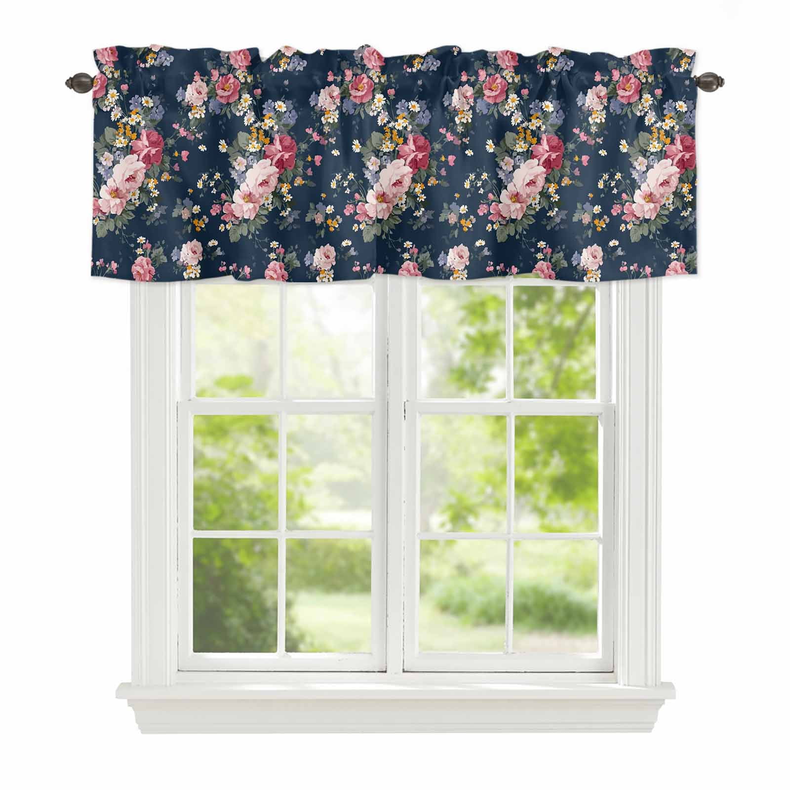 Valances for Windows Pastoral Rose Gradient Pink Rod Pocket Short ...