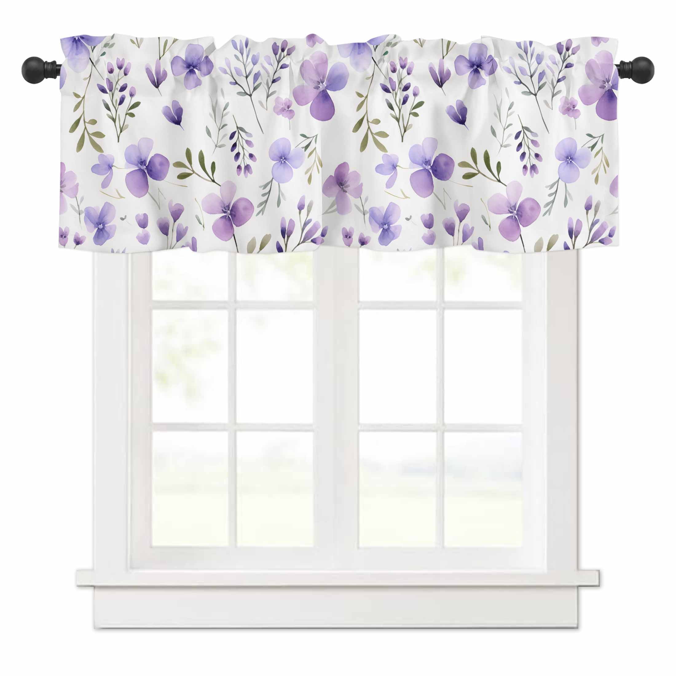 Valances for Windows Purple Flowers Window Valances Rod Pocket ...