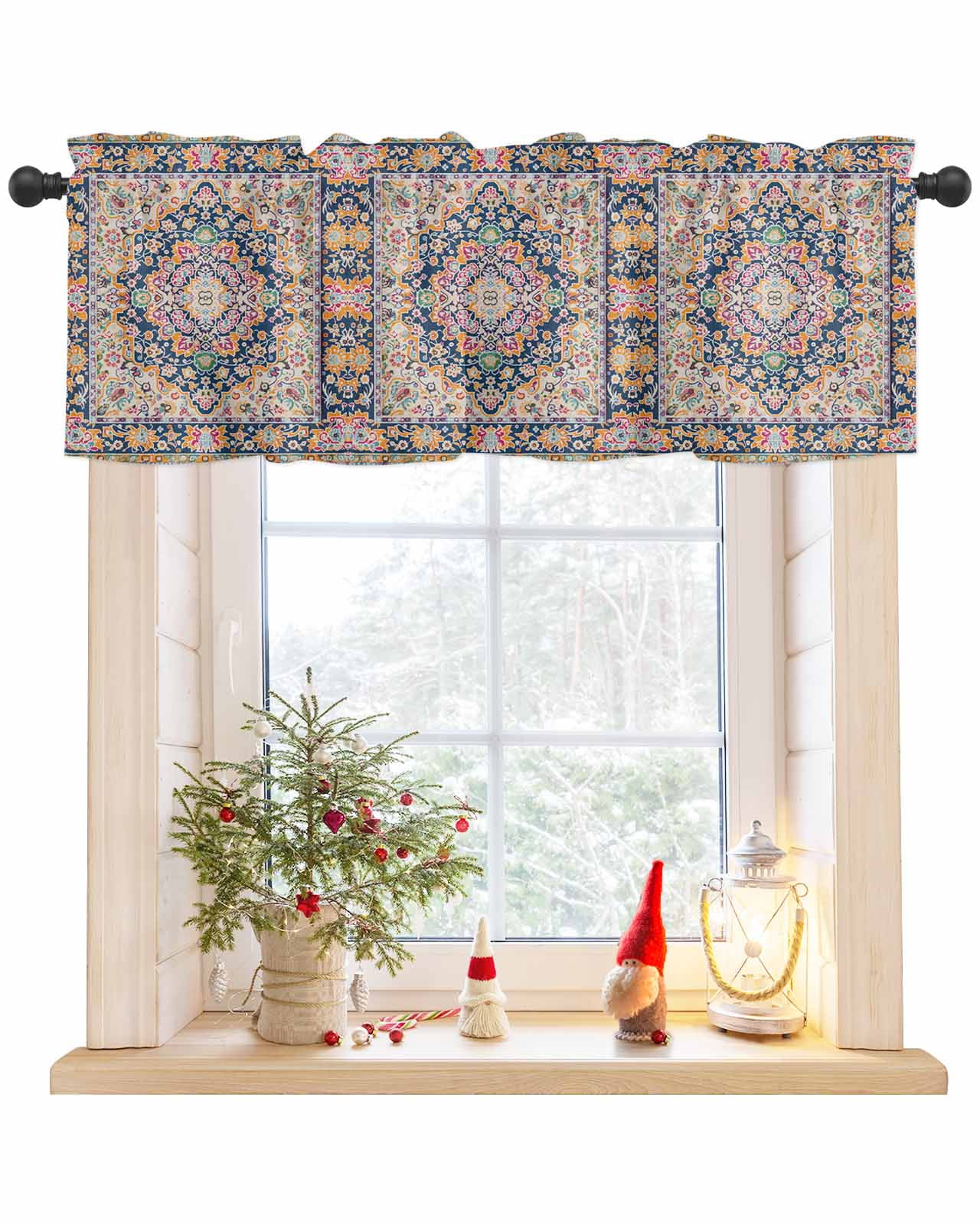Valances for Windows, Rod Pocket Short Window Valance Curtains Holiday ...
