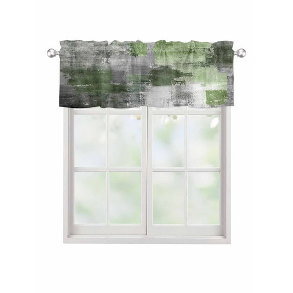 Valances for Windows Sage Green Grey Rod Pocket Cafe Window Treatments ...