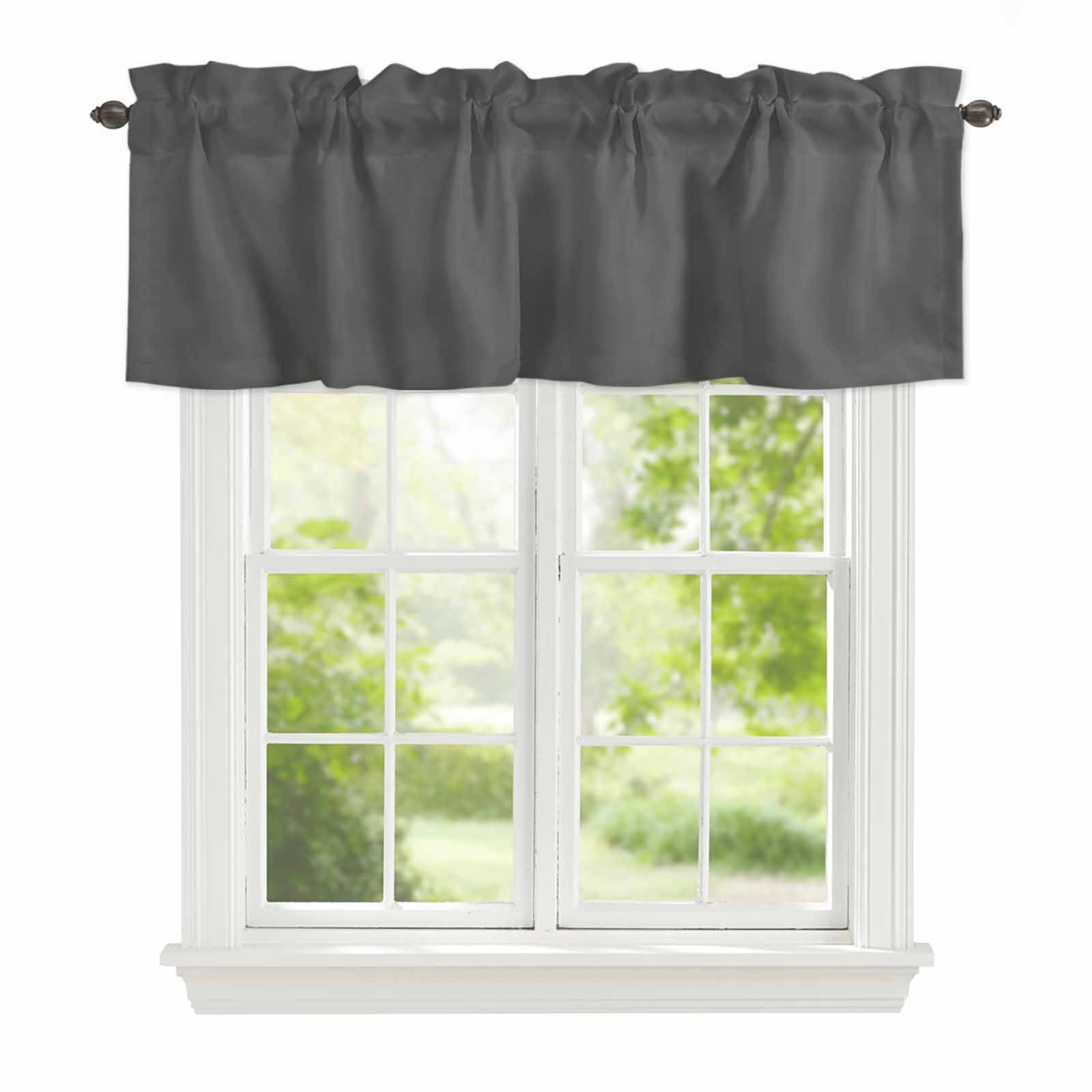 Valances for Windows Solid Dark Gray Rod Pocket Short Curtain for ...