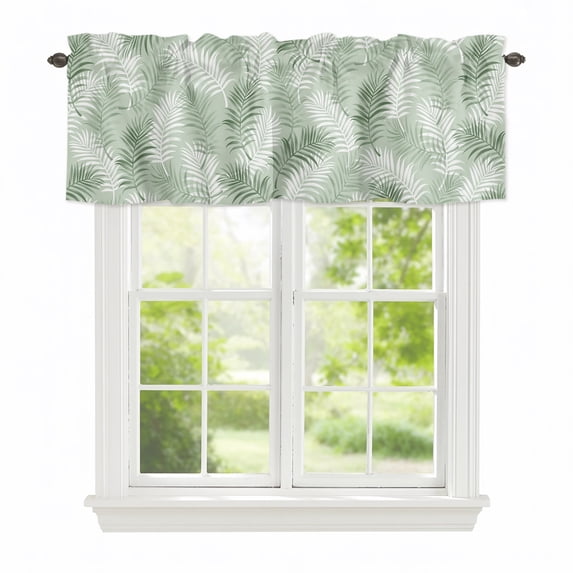 Valances for Windows Traditional Green Palm Leaves Rod Pocket Short ...