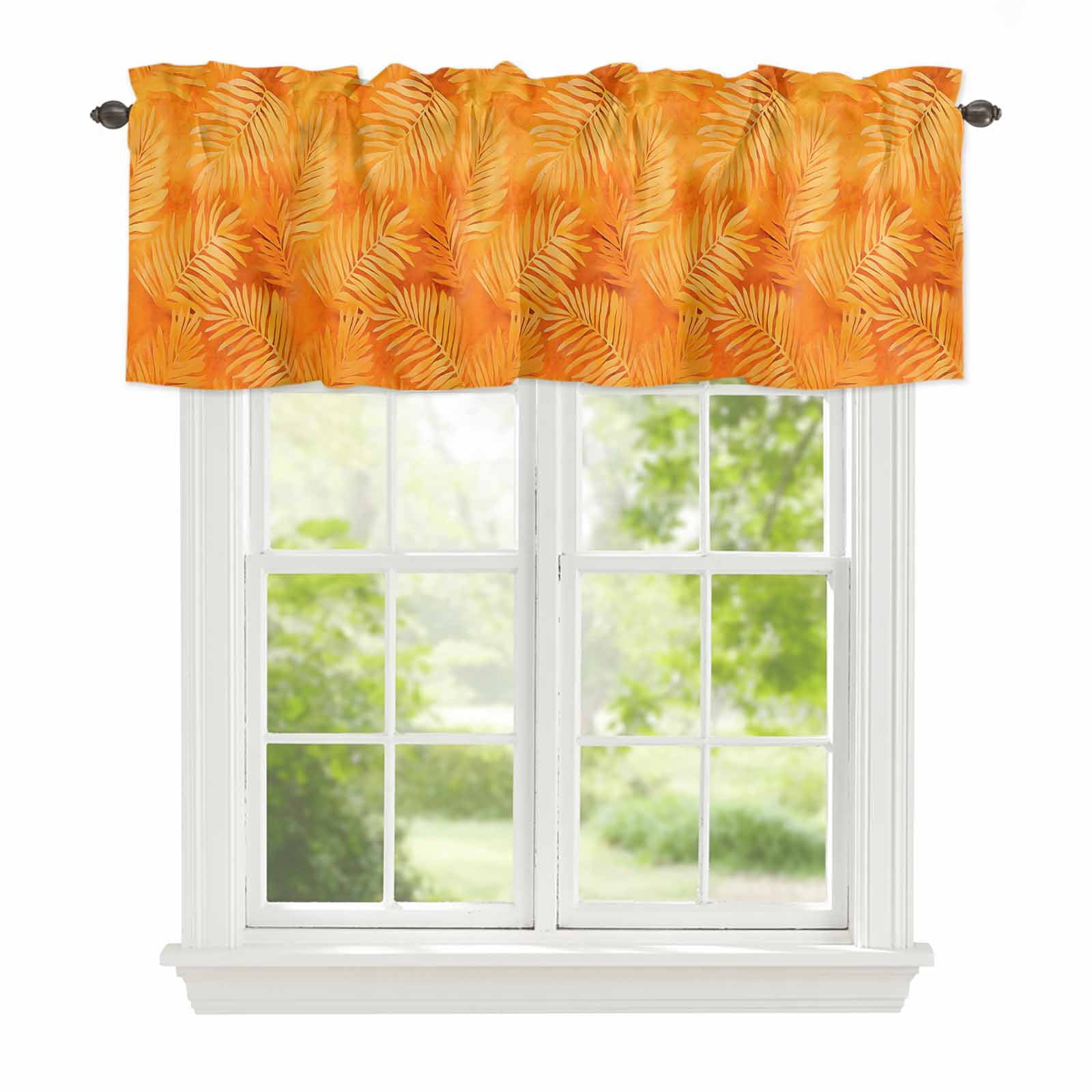 Valances for Windows Tropical Palm Leaves Pattern Rod Pocket Short ...